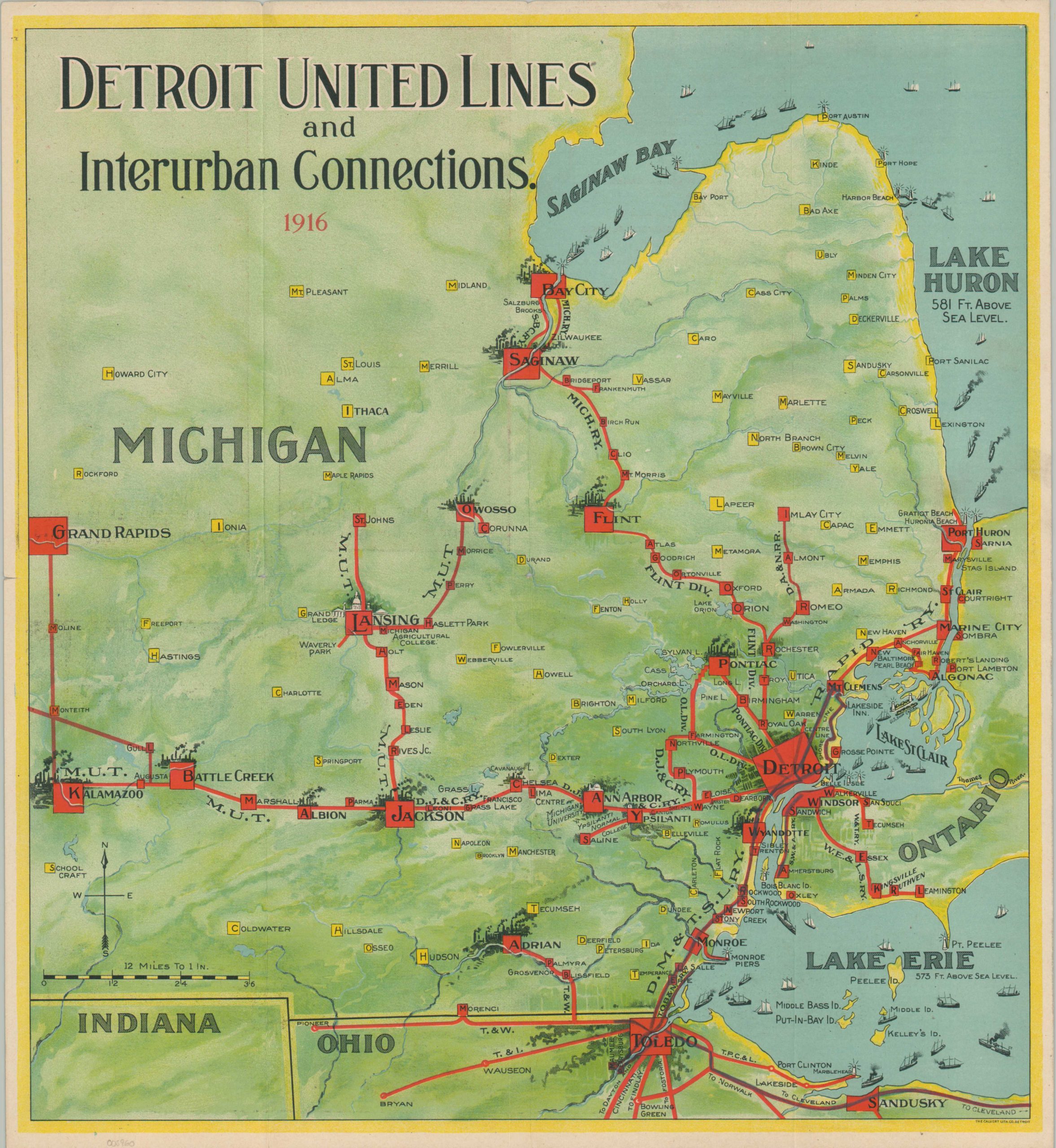 Detroit United Lines and Interurban Connections - Curtis Wright Maps