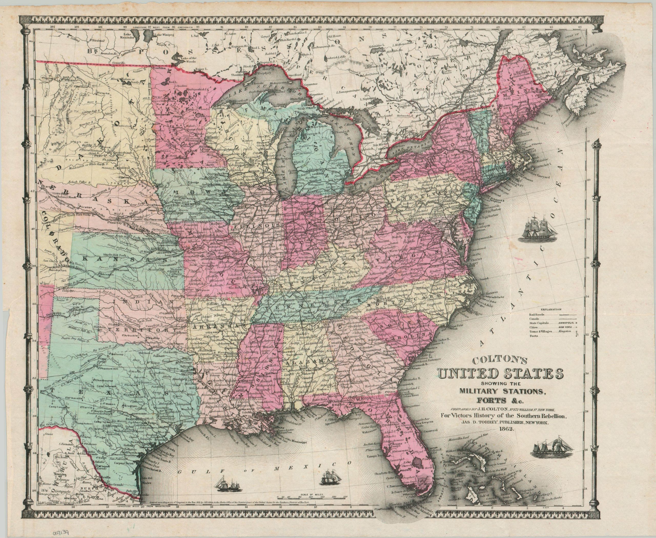 Colton's United States Showing the Military Stations, Forts, &c ...