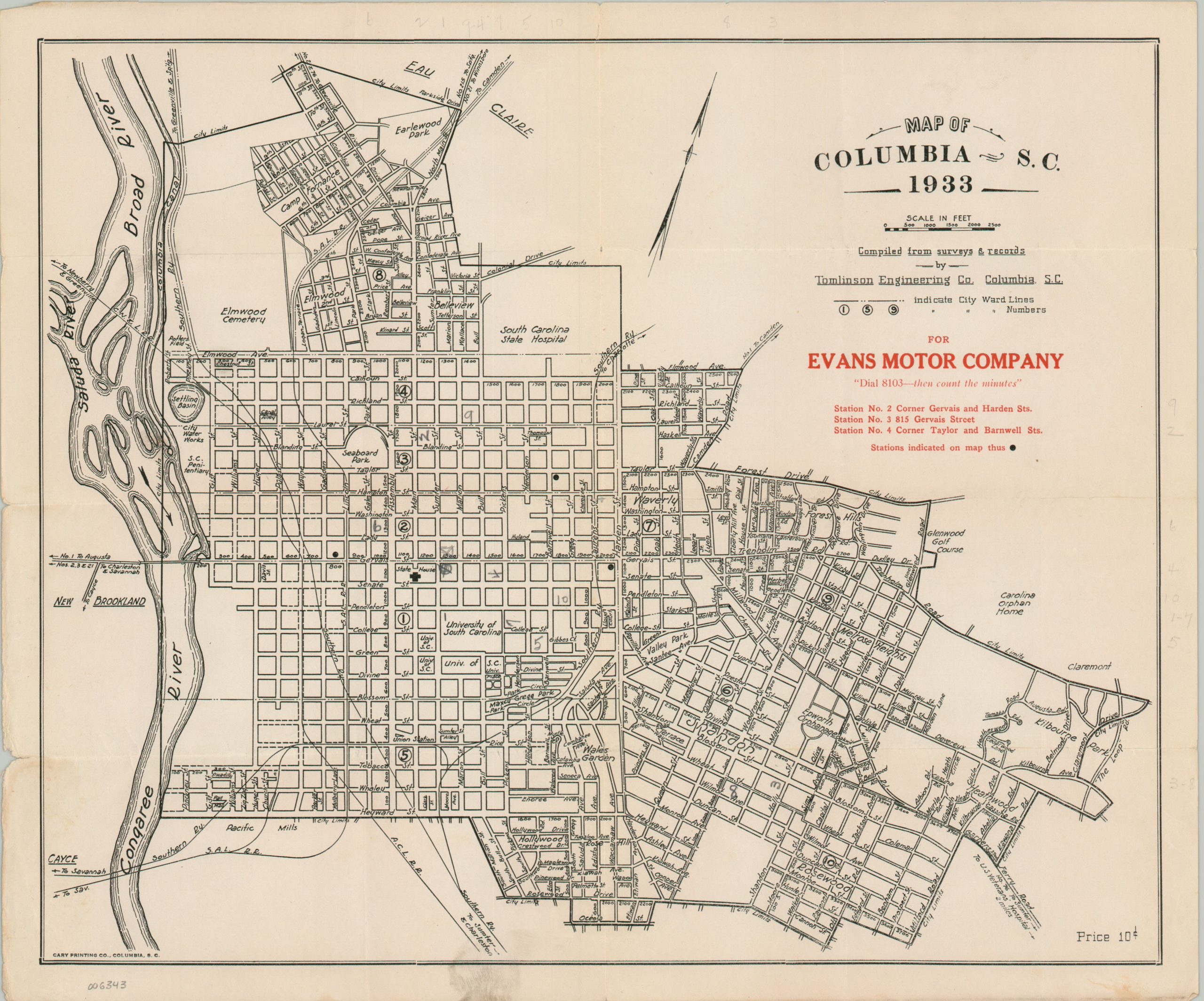 Map of Columbia, S.C. - Curtis Wright Maps