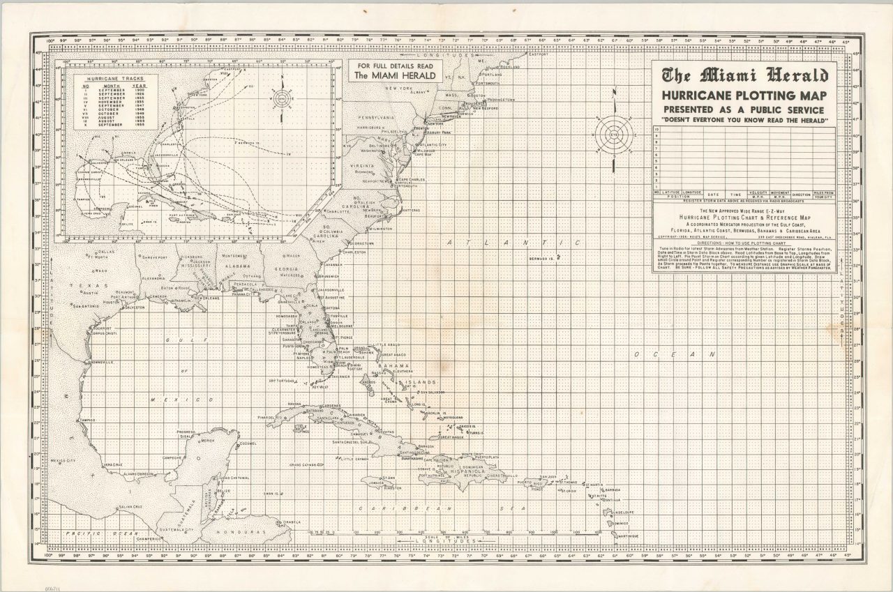 The Miami Herald Hurricane Plotting Map Presented as a Public Service ...