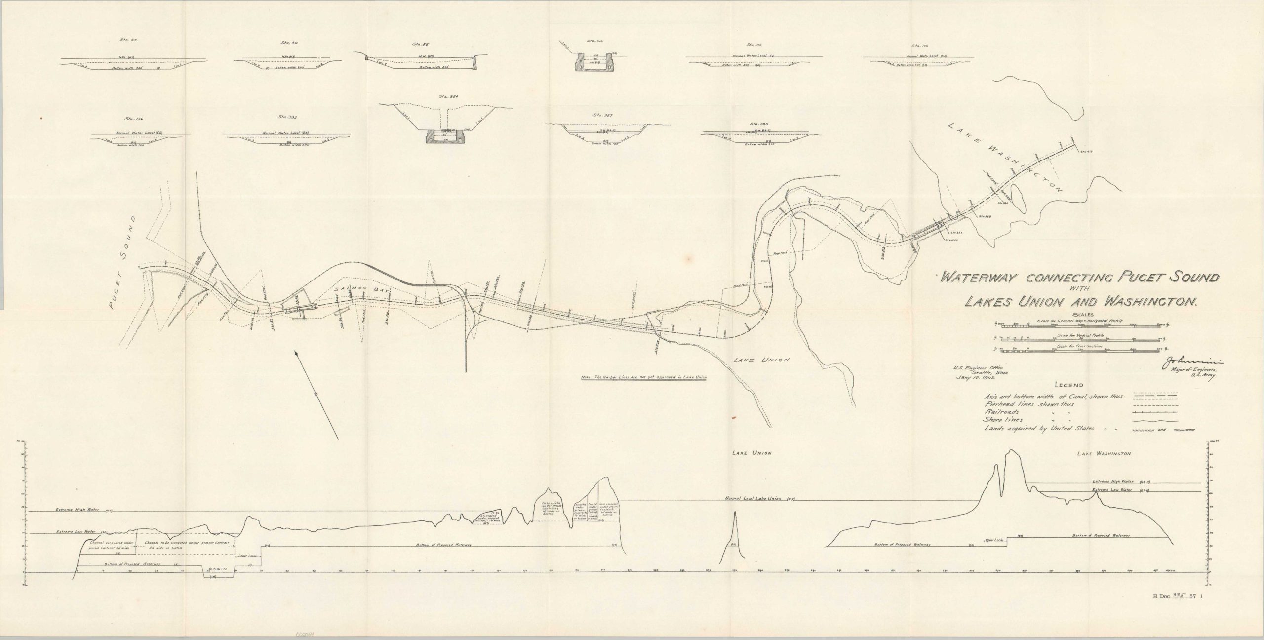 Waterway Connecting Puget Sound with Lakes Union and Washington ...