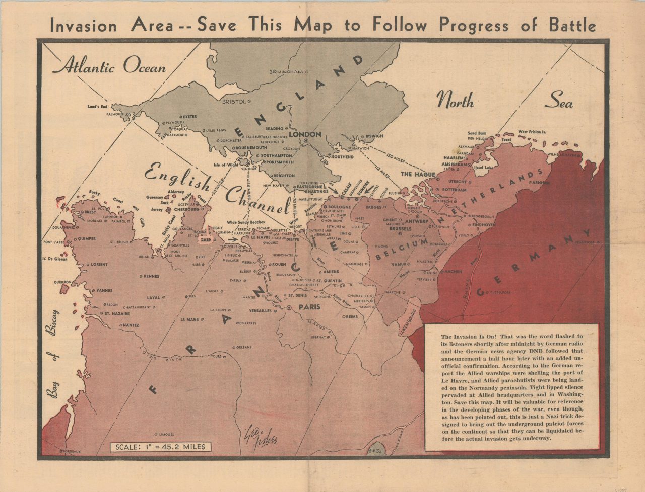 Invasion Area - Save This Map to Follow Progress of Battle - Curtis Wright Maps