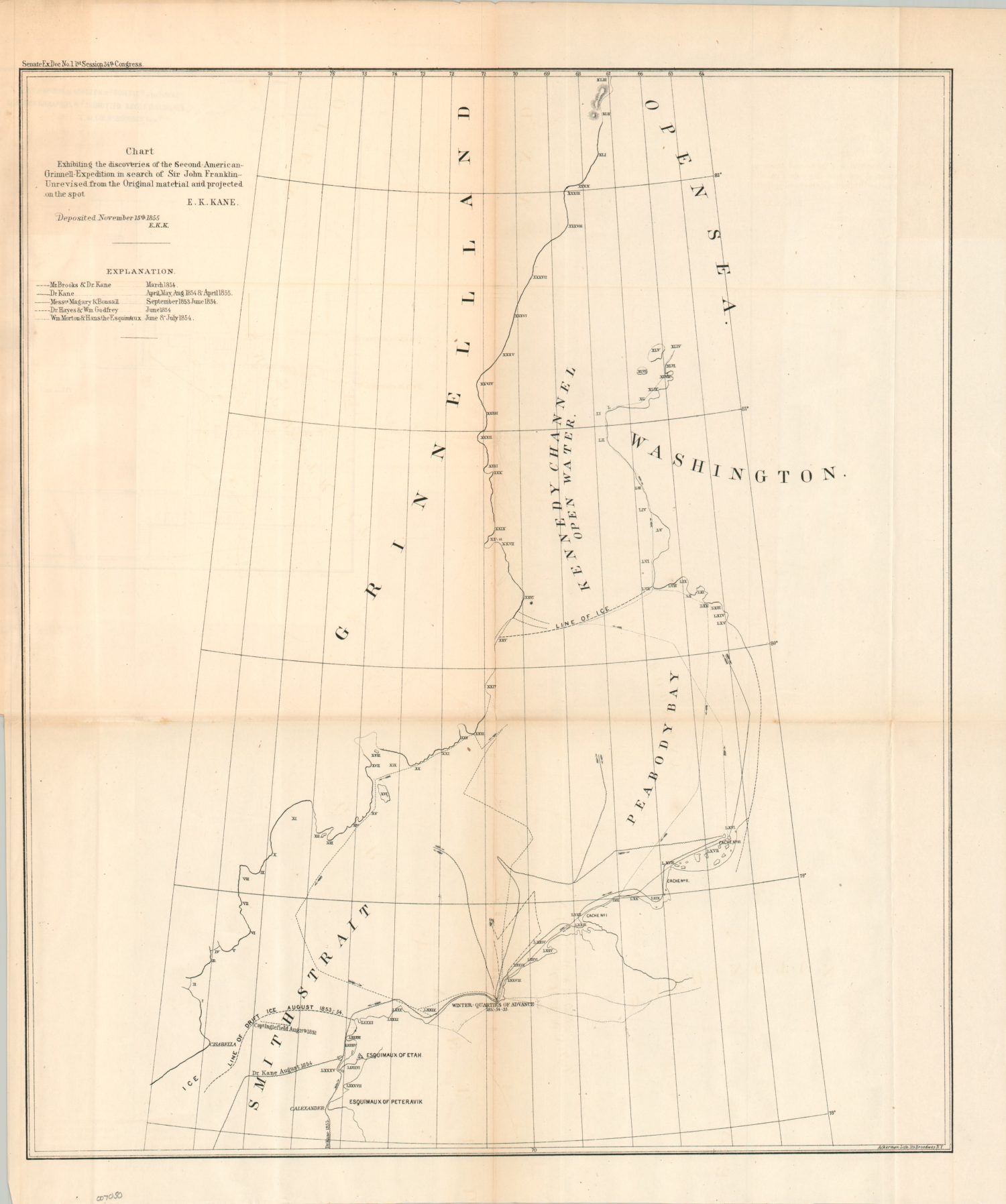 Chart Exhibiting the Discoveries of the American Arctic Expedition ...