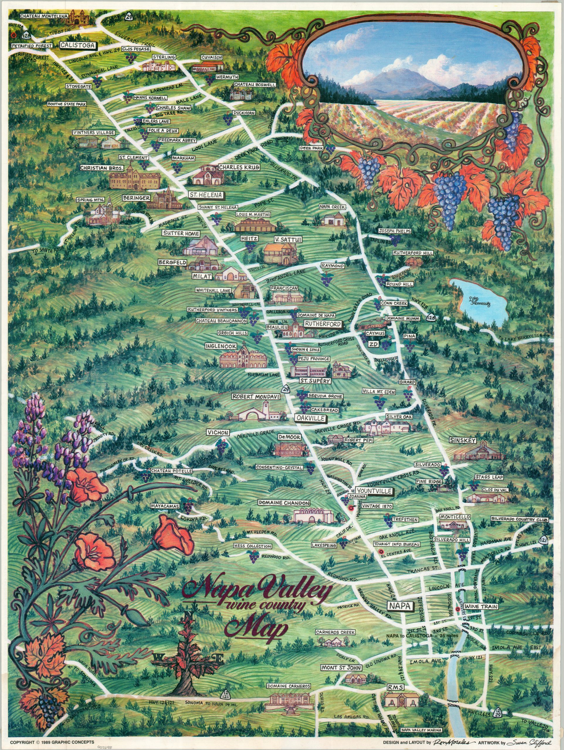 Napa Valley Wine Country Map - Curtis Wright Maps