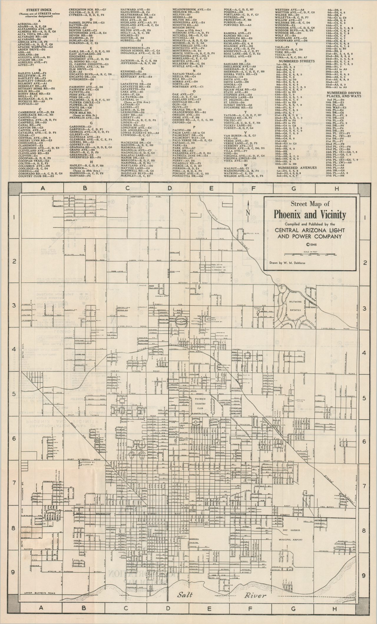 Street Map of Phoenix and Vicinity - Curtis Wright Maps