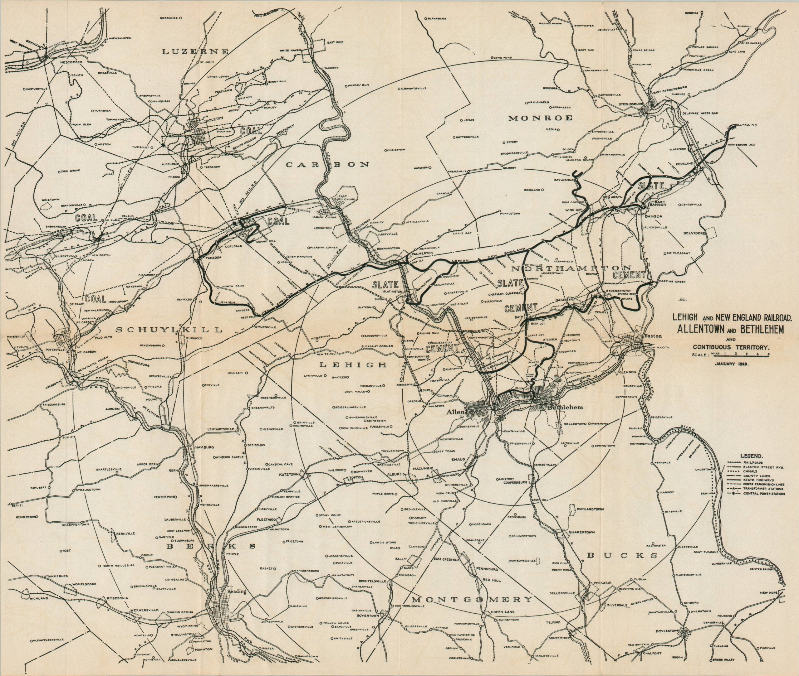 Lehigh and New England Railroad Allentown and Bethlehem and Contiguous ...