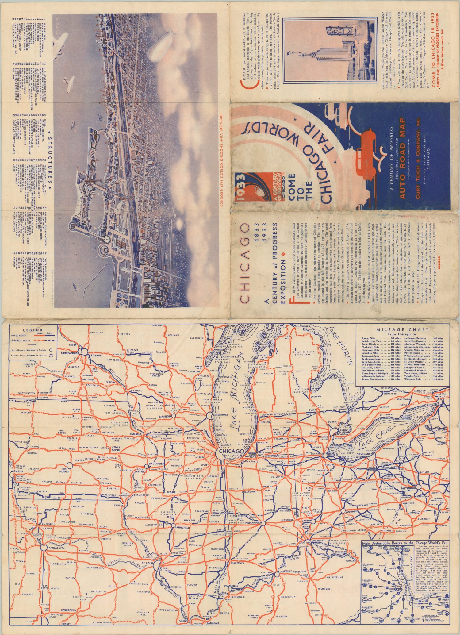 Illustrated Map of Chicago and the Century of Progress Exposition ...