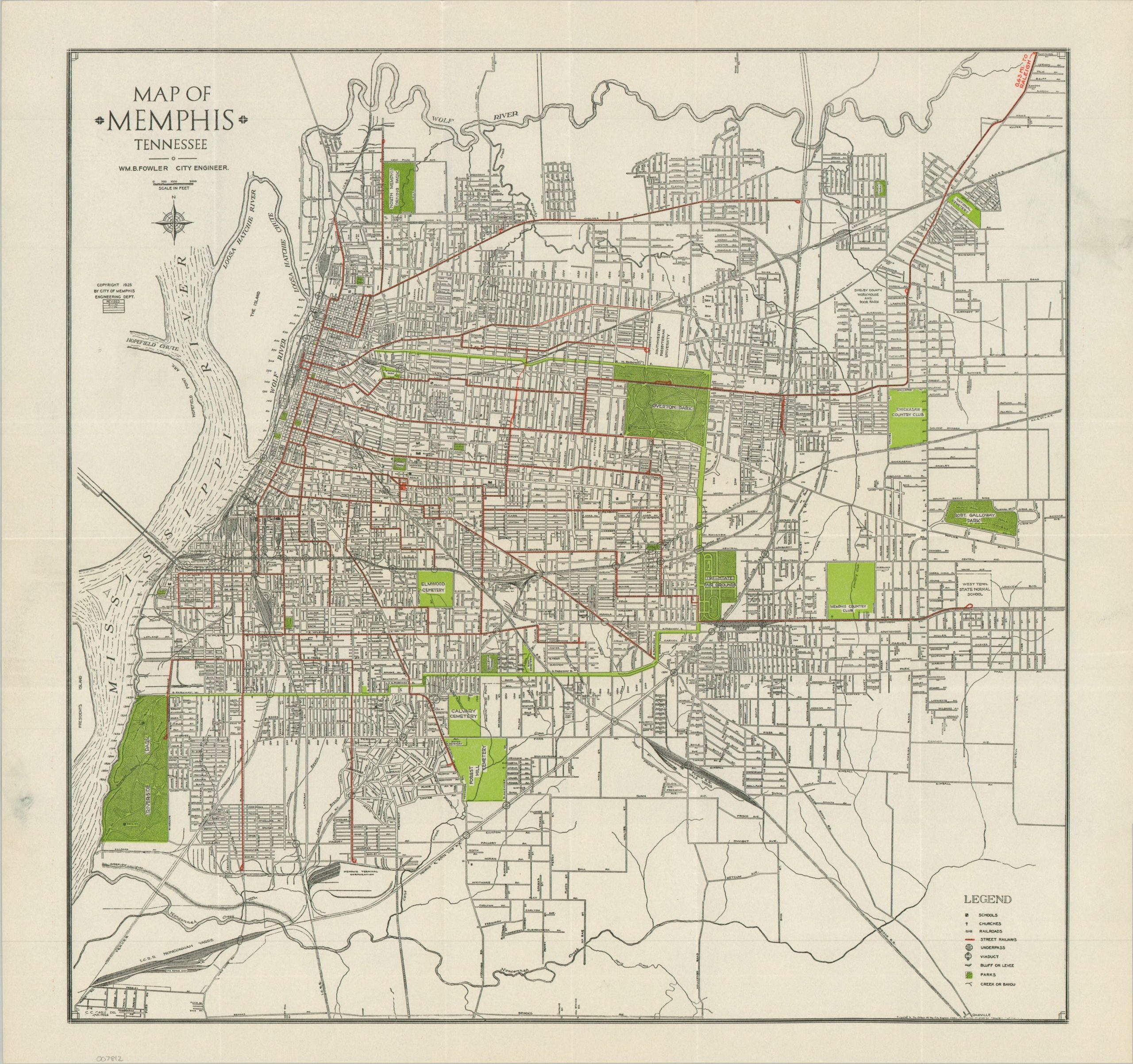 Map of Memphis, Tennessee - Curtis Wright Maps