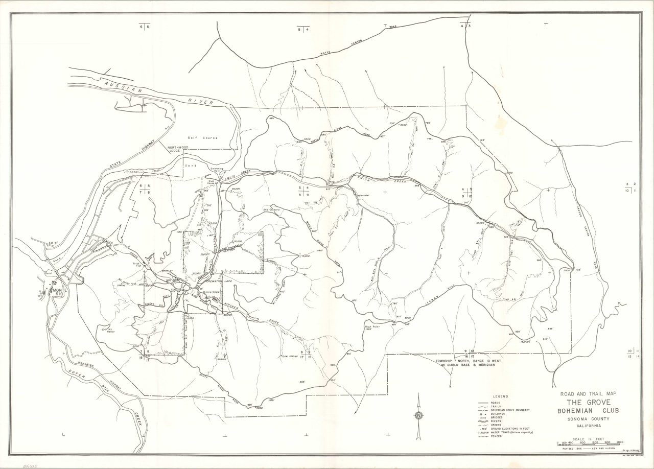 Road and Trail Map The Grove Bohemian Club Sonoma County California ...