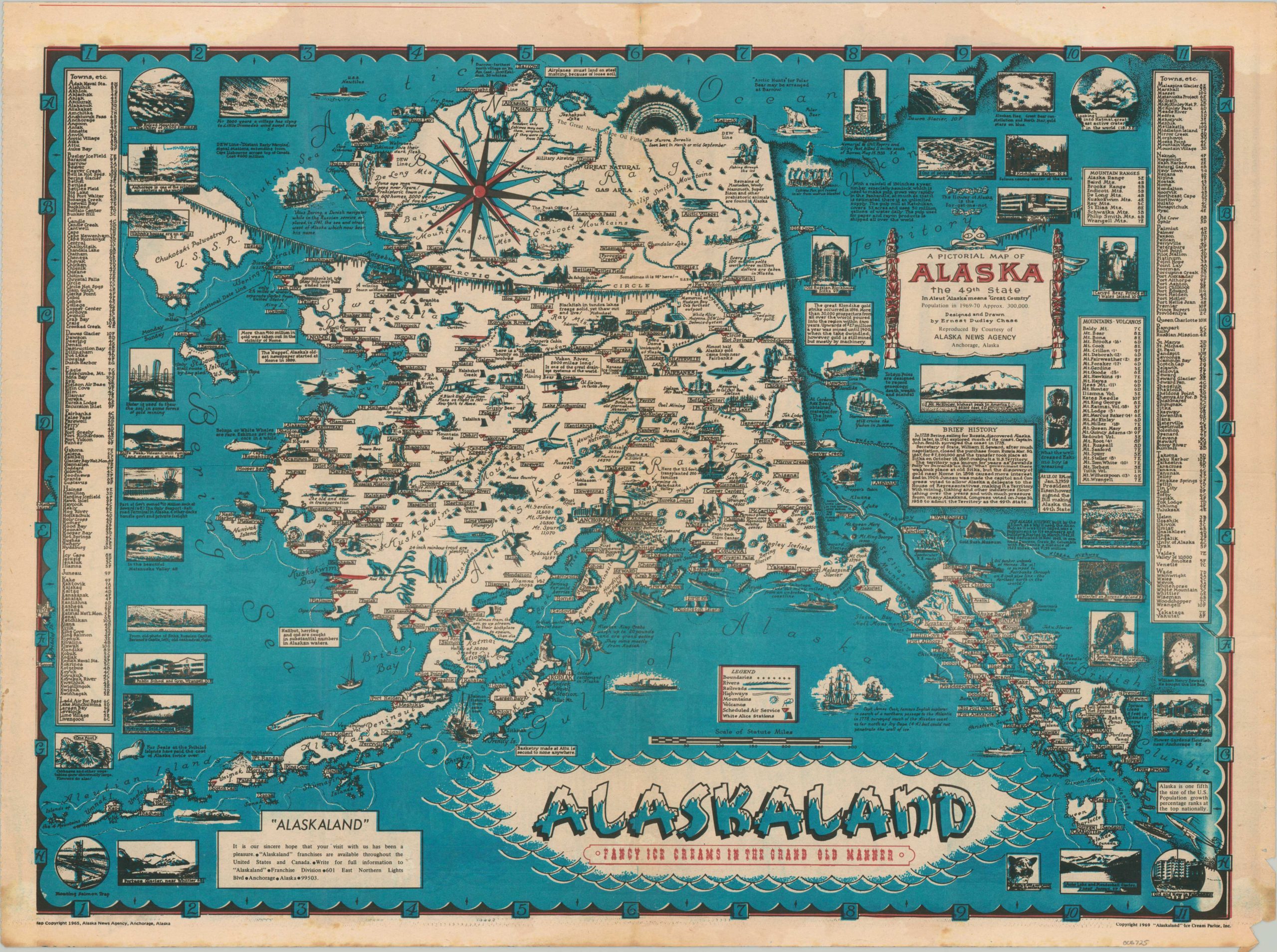 A Pictorial Map of Alaska the 49th State [Alaskaland] - Curtis Wright Maps
