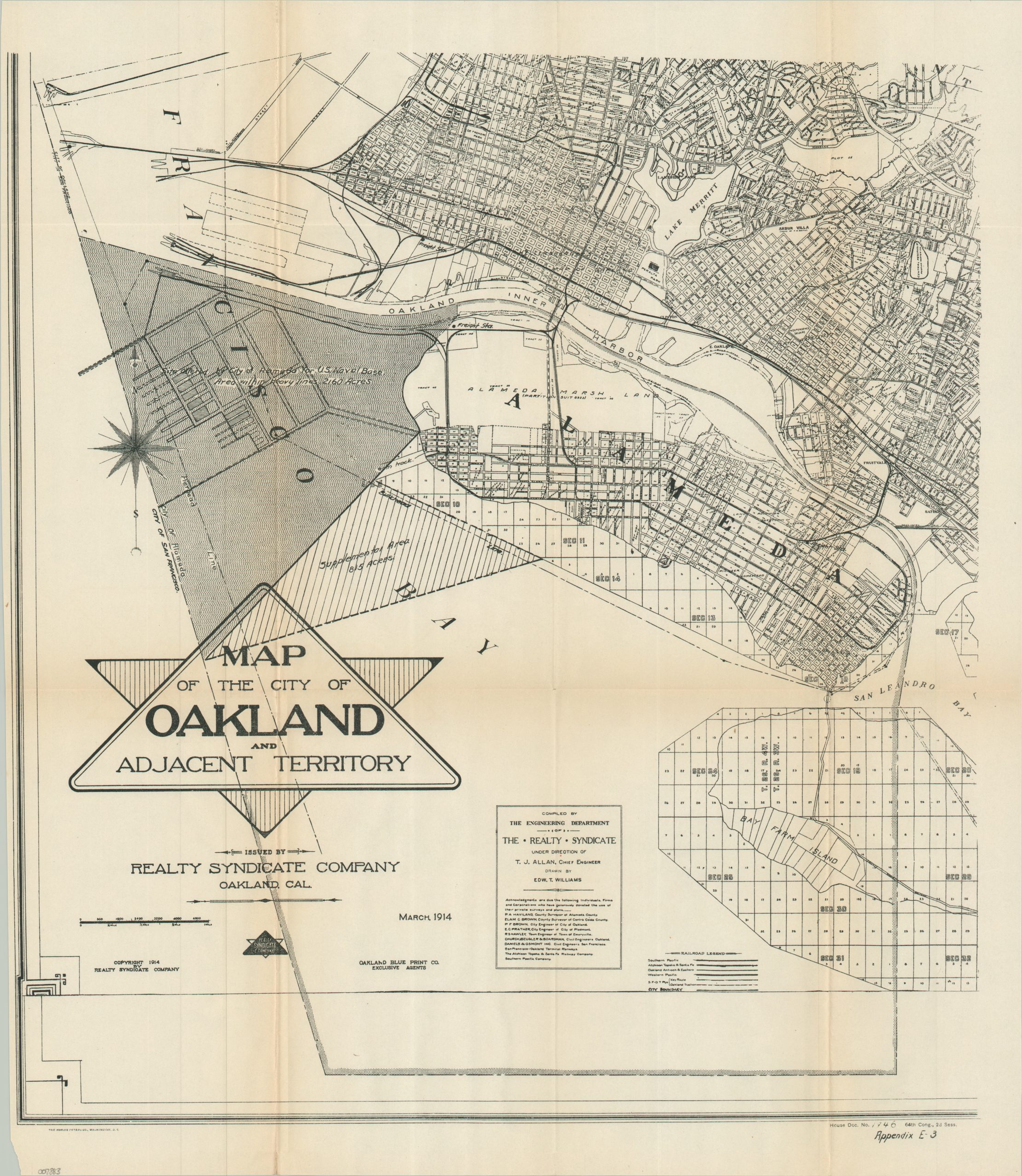 Map of the City of Oakland and Adjacent Territory - Curtis Wright Maps