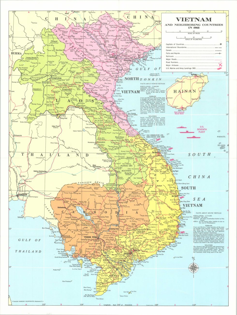 Vietnam and Neighboring Countries in 1968 - Curtis Wright Maps