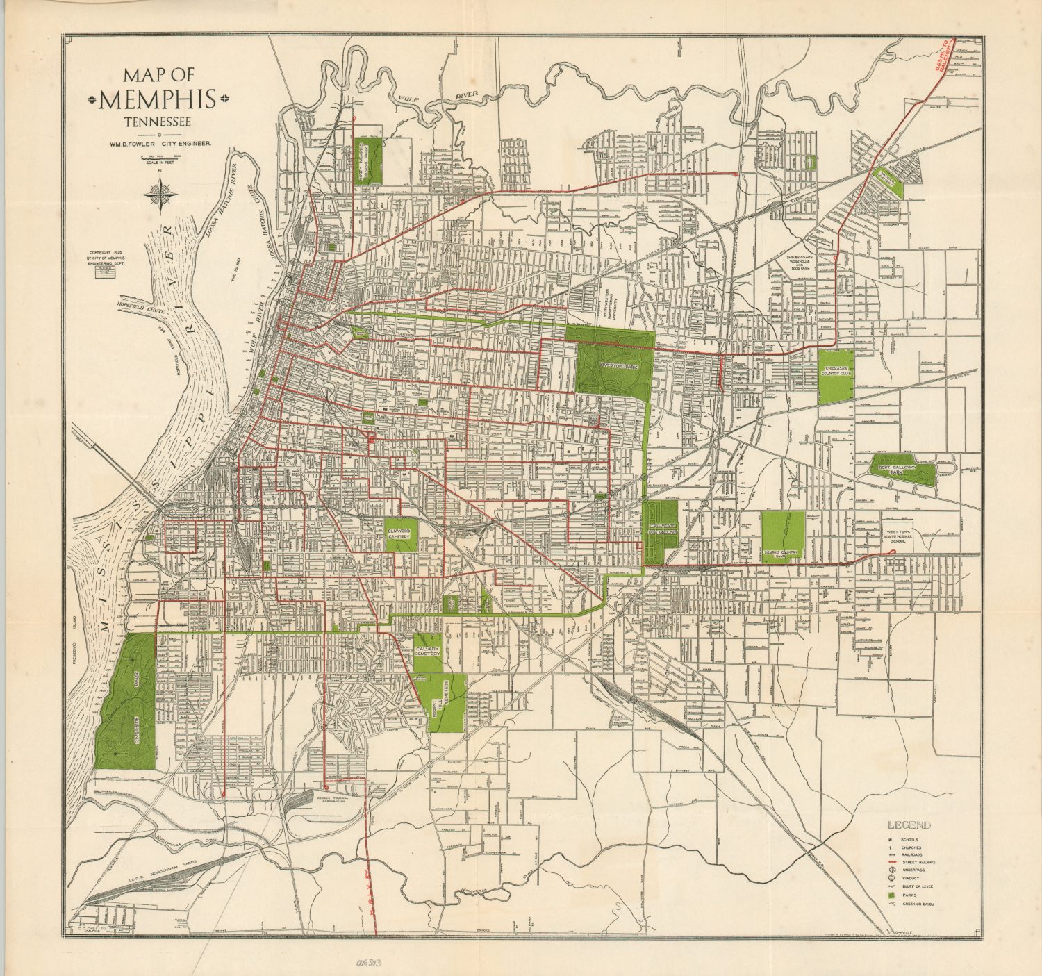 Map of Memphis, Tennessee - Curtis Wright Maps