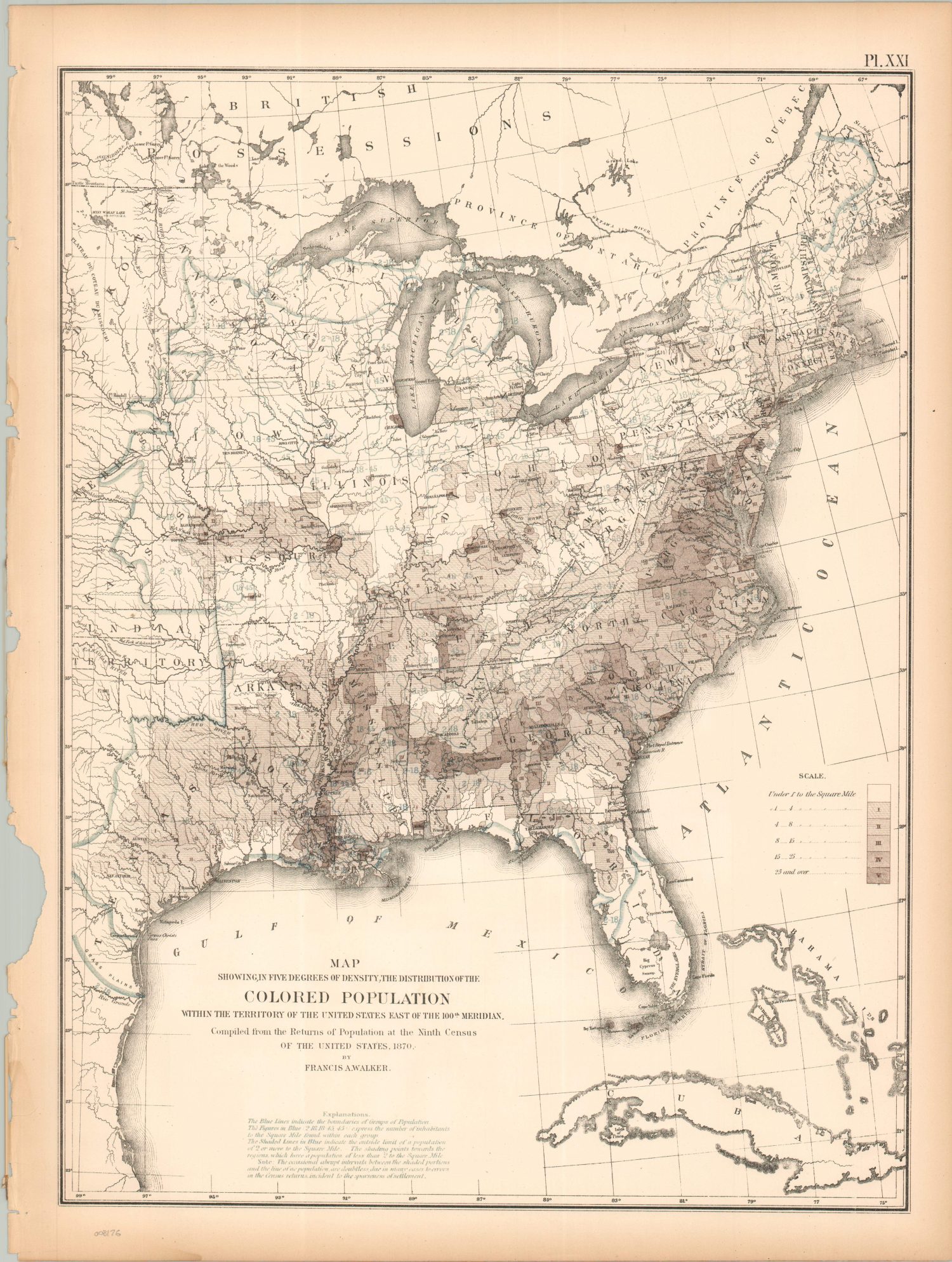 Map Showing, in Five Degrees of Density, the Distribution of the ...