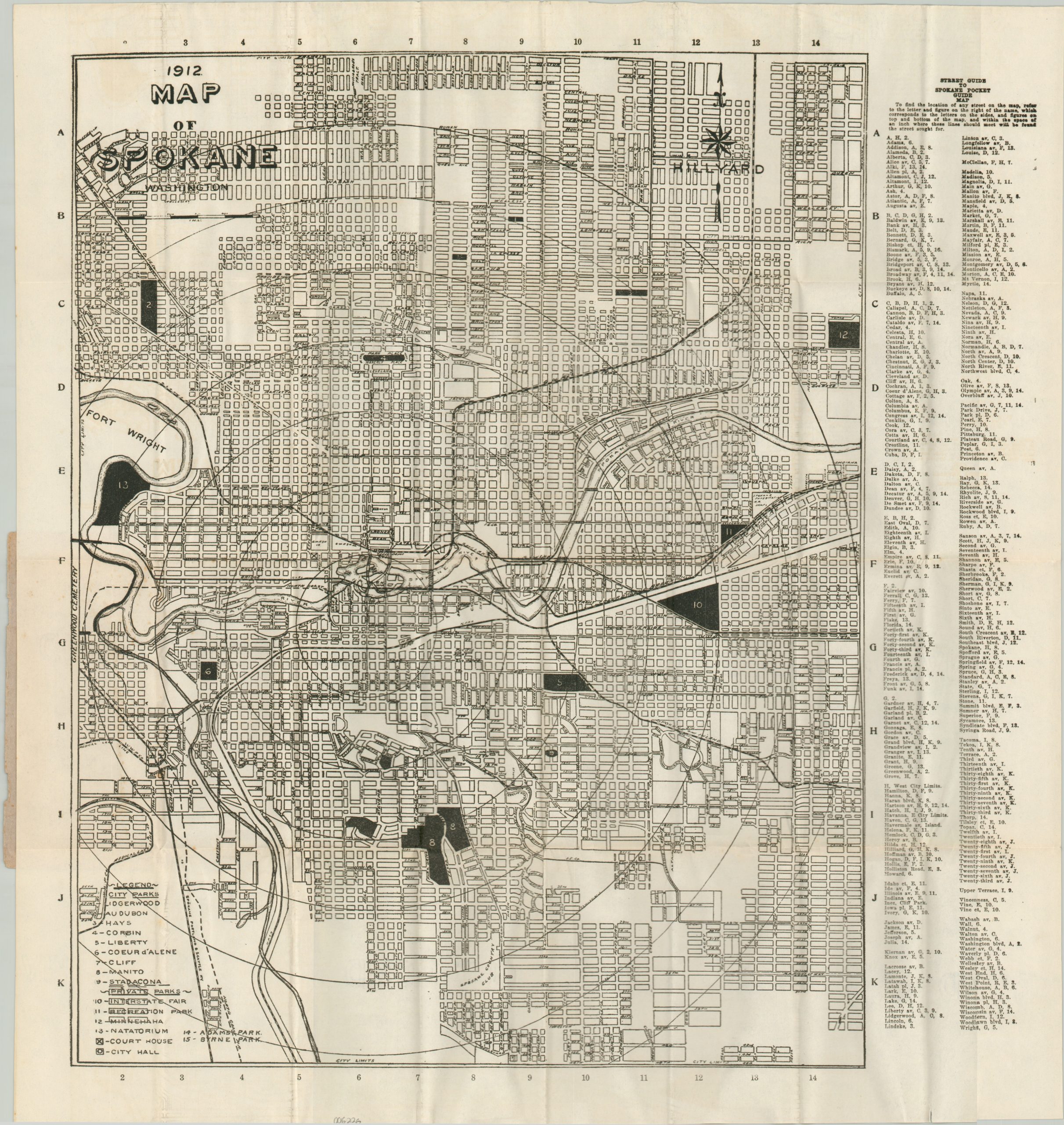 1912 Map of Spokane Washington - Curtis Wright Maps