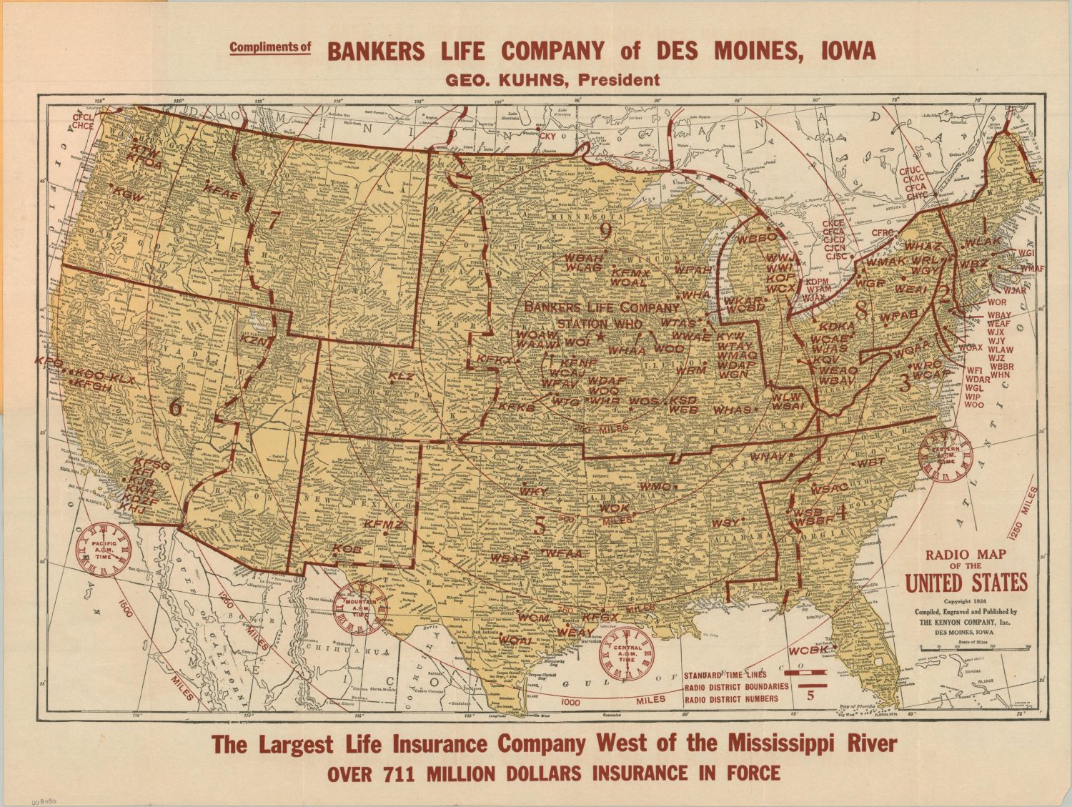 Radio Map of the United States - Curtis Wright Maps
