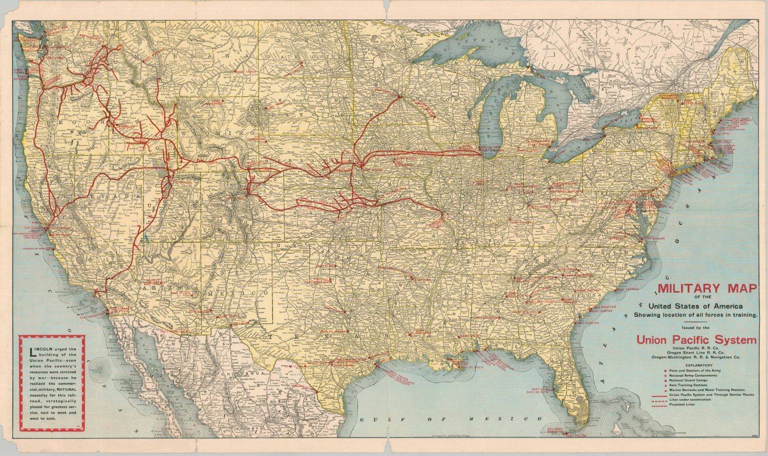 Military Map of the United States of America Showing location of all ...