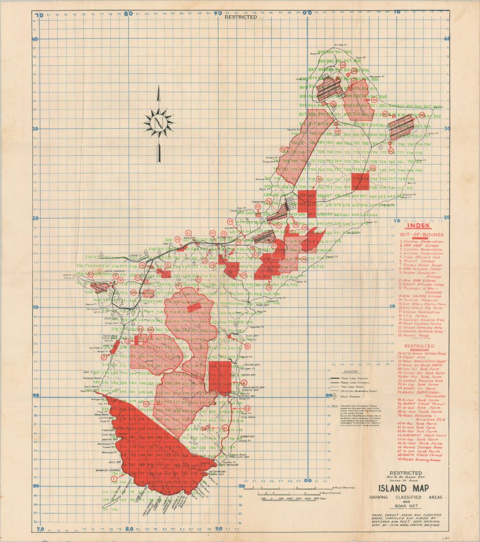 Island Map Showing Classified Areas and Road Net [Guam] - Curtis Wright ...