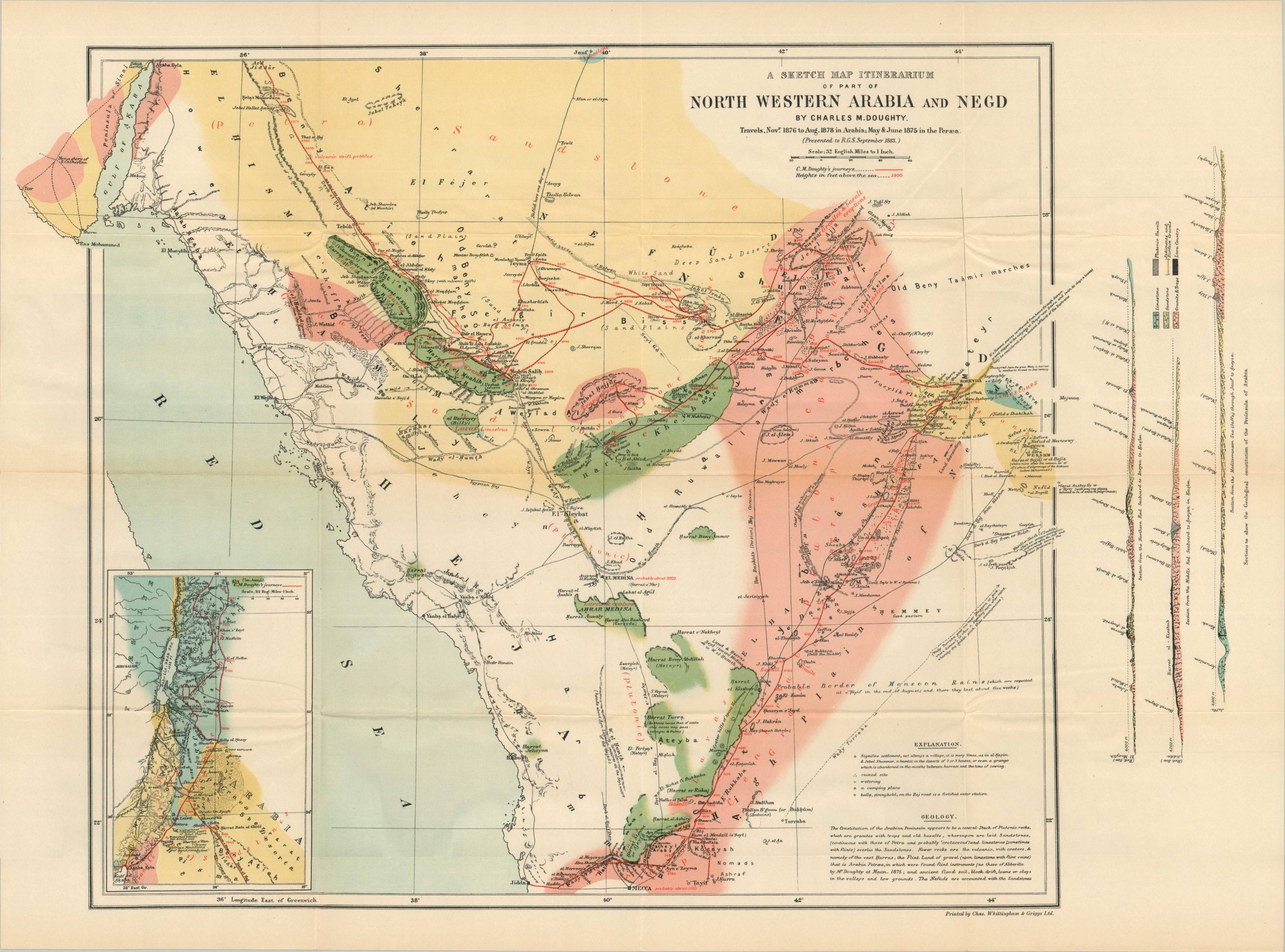 A Sketch Map Itinerarium of Part of North Western Arabia and Negd ...