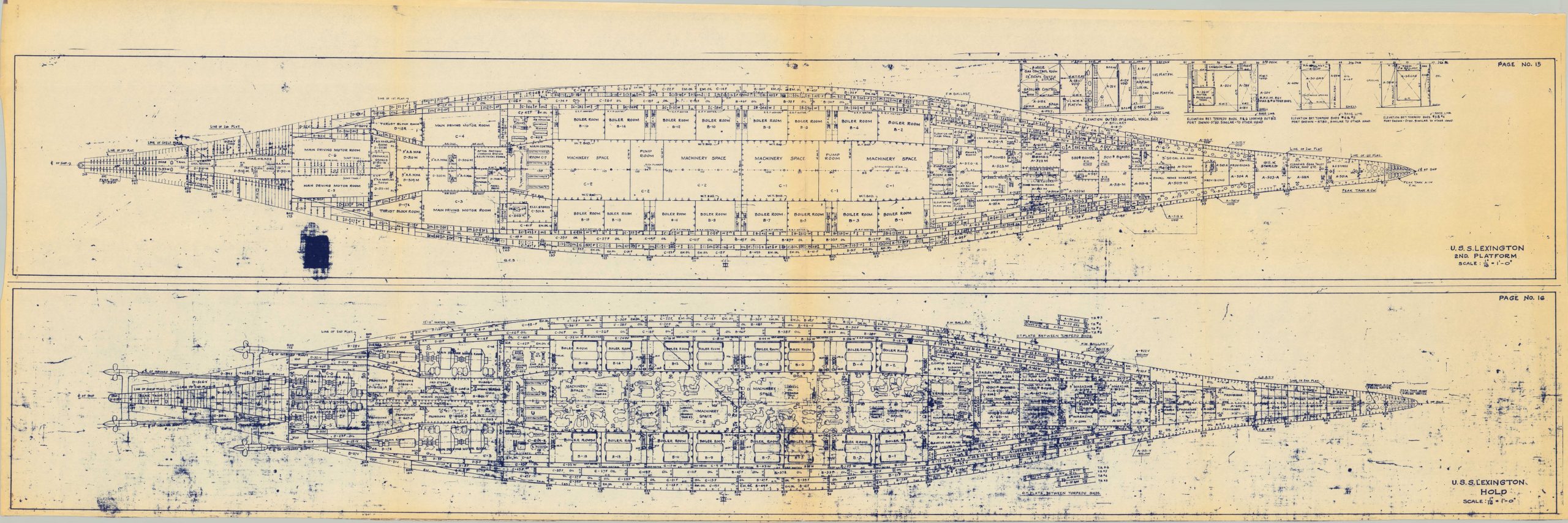 U.S.S. Lexington - CV2 Booklet of General Plans - Curtis Wright Maps