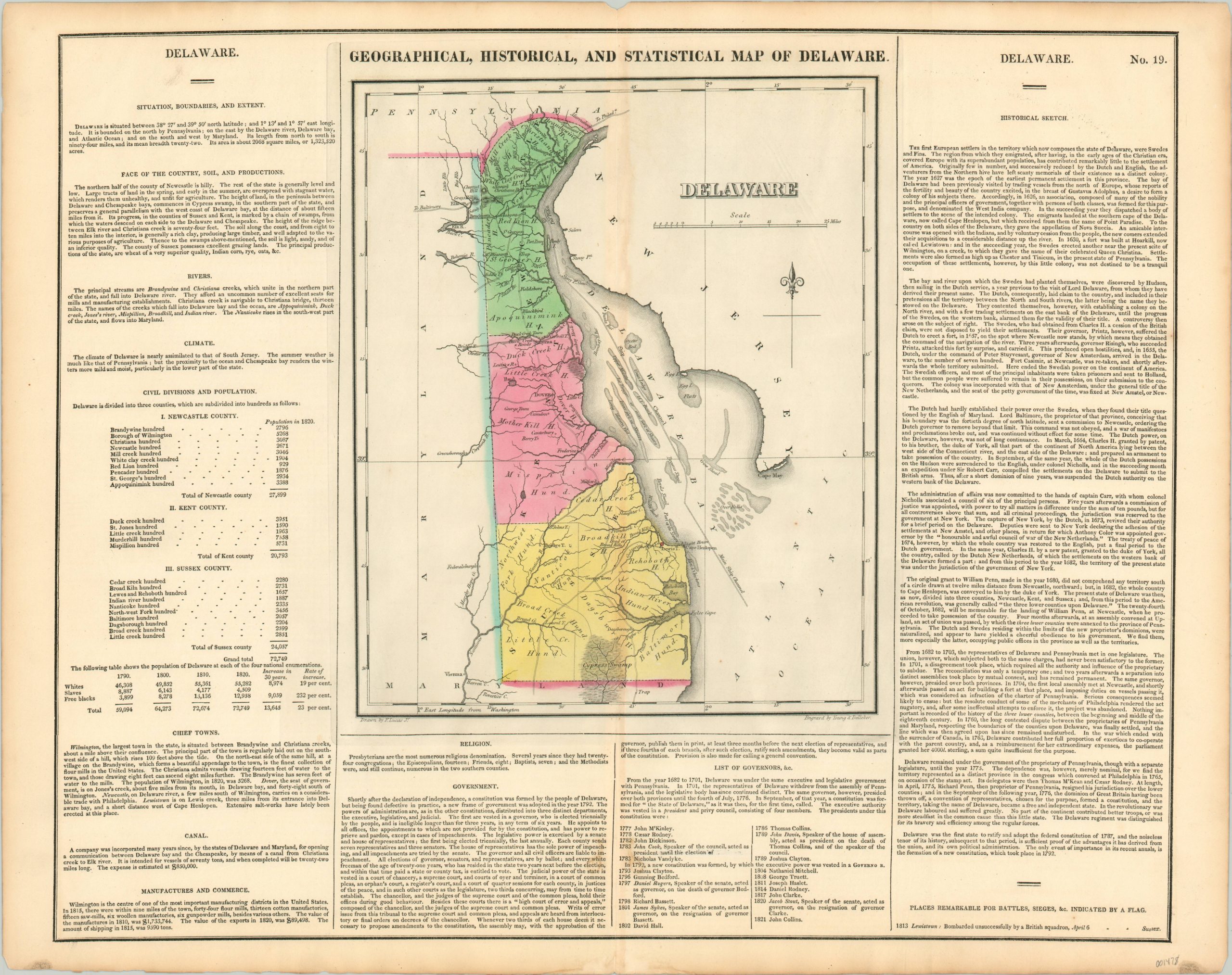 Geographical, Statistical, and Historical Map of Delaware - Curtis ...