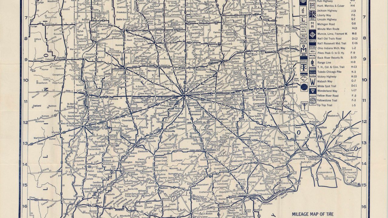 Mileage Map of the Best Roads of Indiana | Curtis Wright Maps