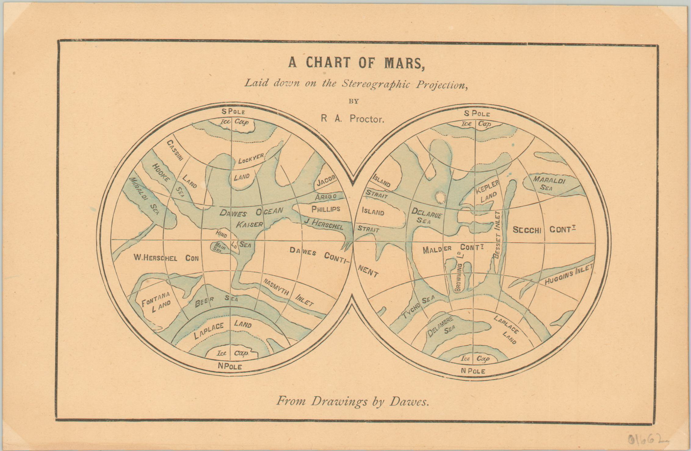 A Chart of Mars, Laid down on the Stereographic Projection | Curtis ...