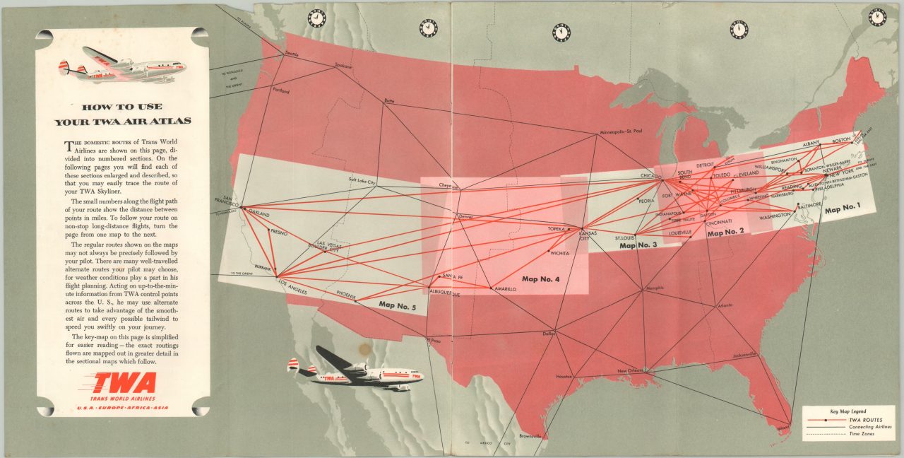 TWA Air Routes in the United States | Curtis Wright Maps