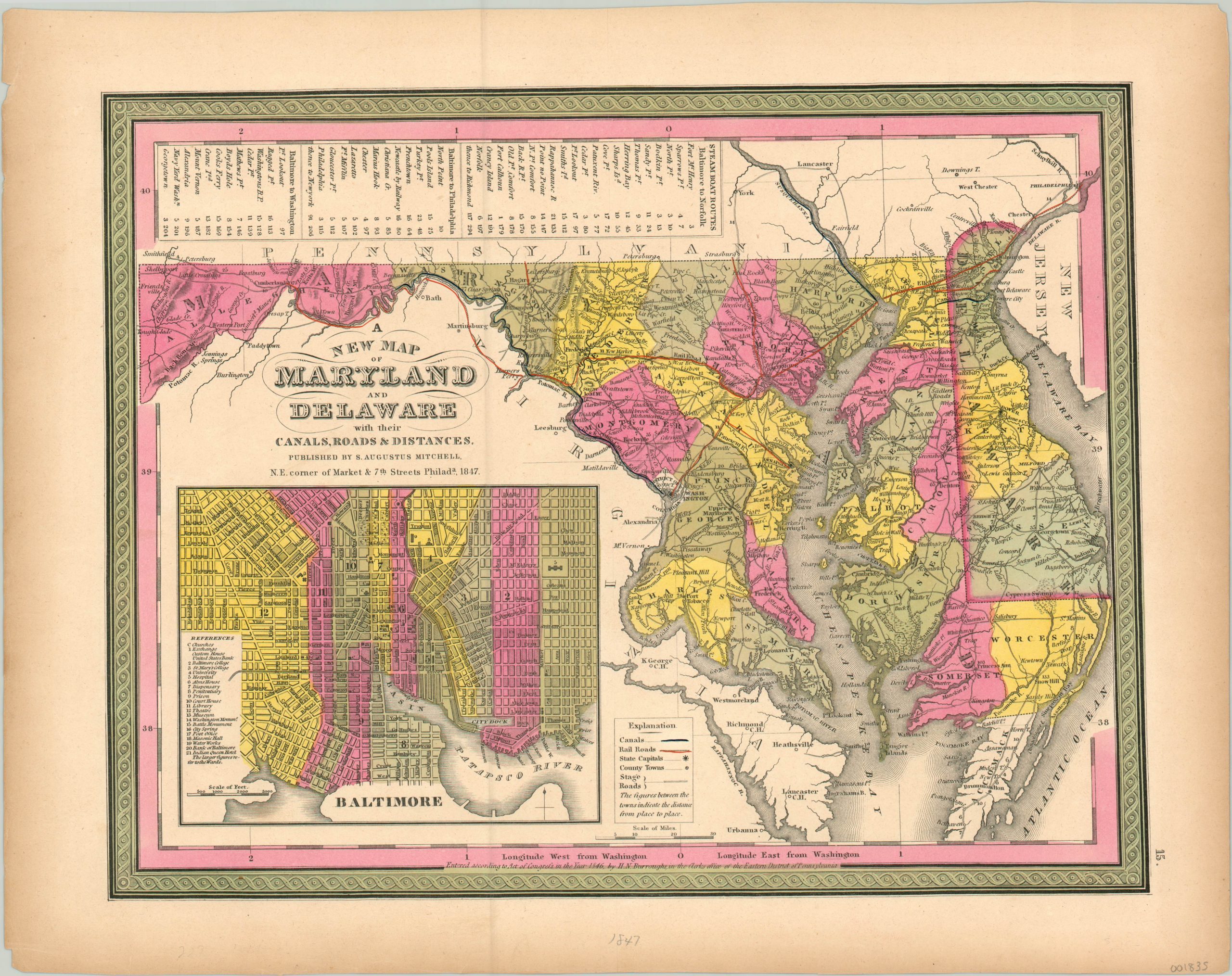 A New Map of Maryland and Delaware | Curtis Wright Maps
