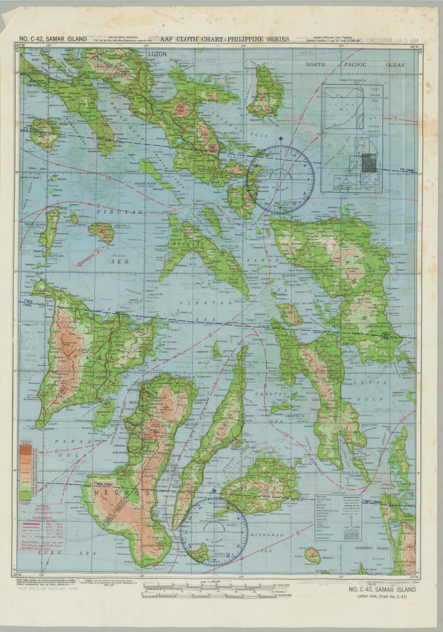 AAF Cloth Chart – Philippine Series No. 42, Samar Island [and] Mindoro ...