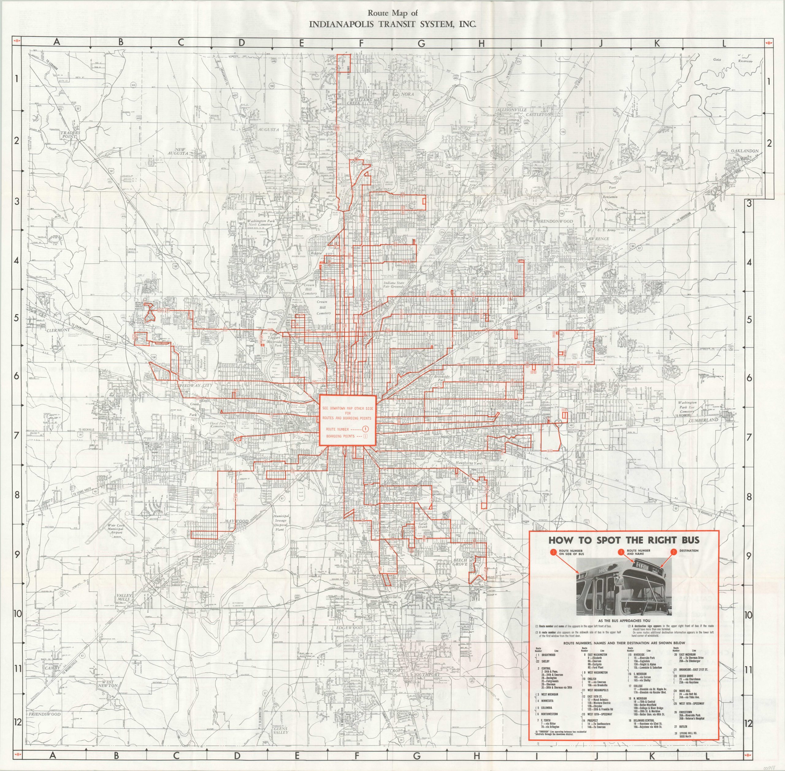 Route Map of Indianapolis Transit System, Inc. | Curtis Wright Maps