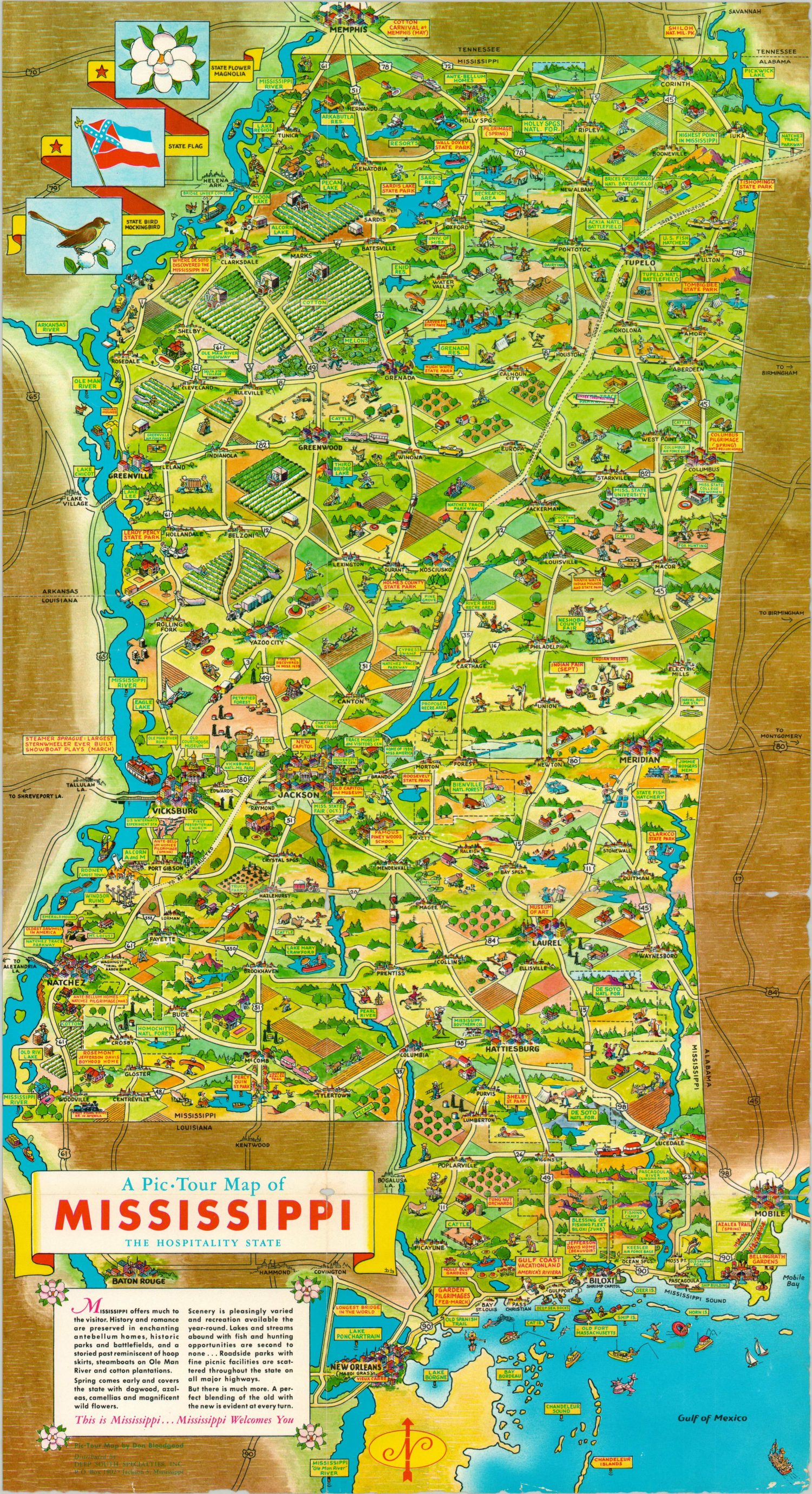 A Pic-Tour Map of Mississippi | Curtis Wright Maps