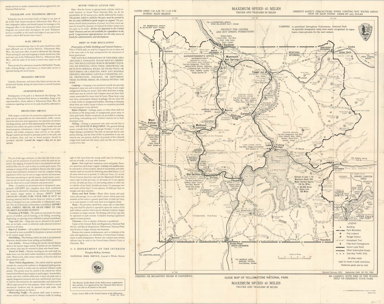 Guide Map of Yellowstone National Park | Curtis Wright Maps