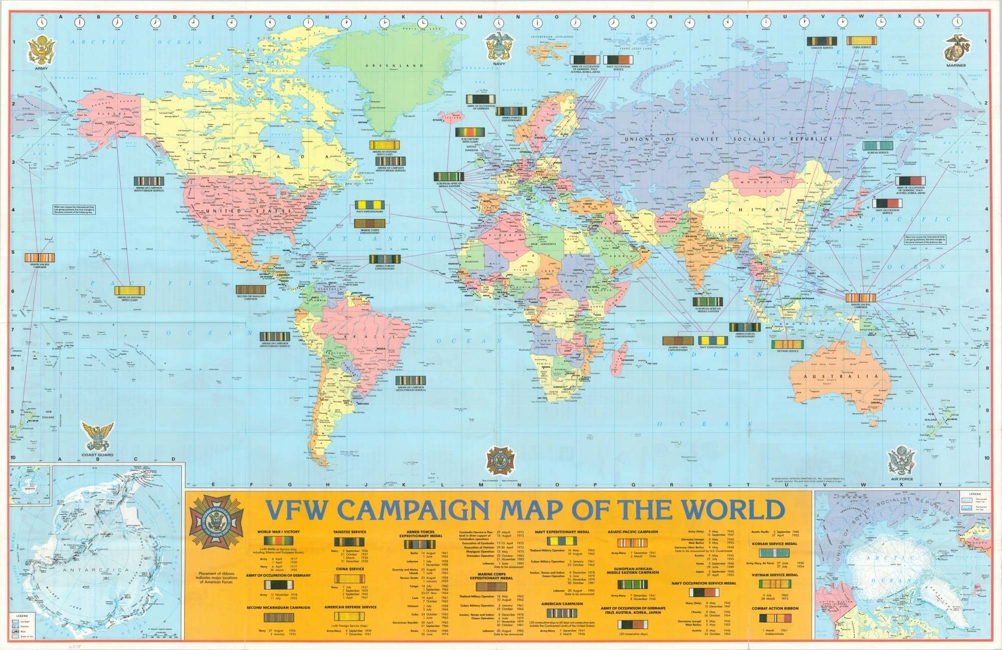 VFW Campaign Map of the World | Curtis Wright Maps