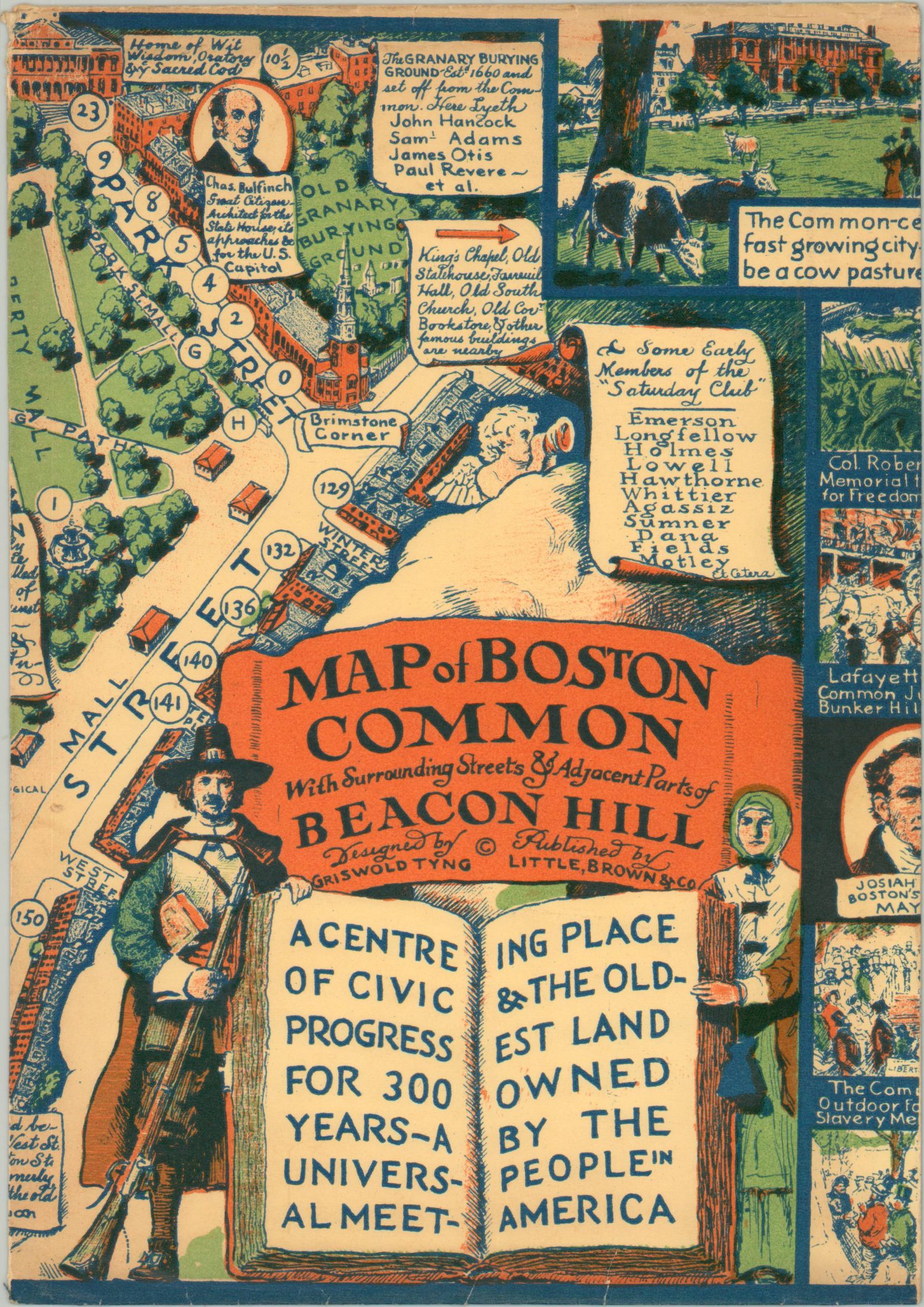 Map of Boston Common with Surrounding Streets & Adjacent Parts of ...