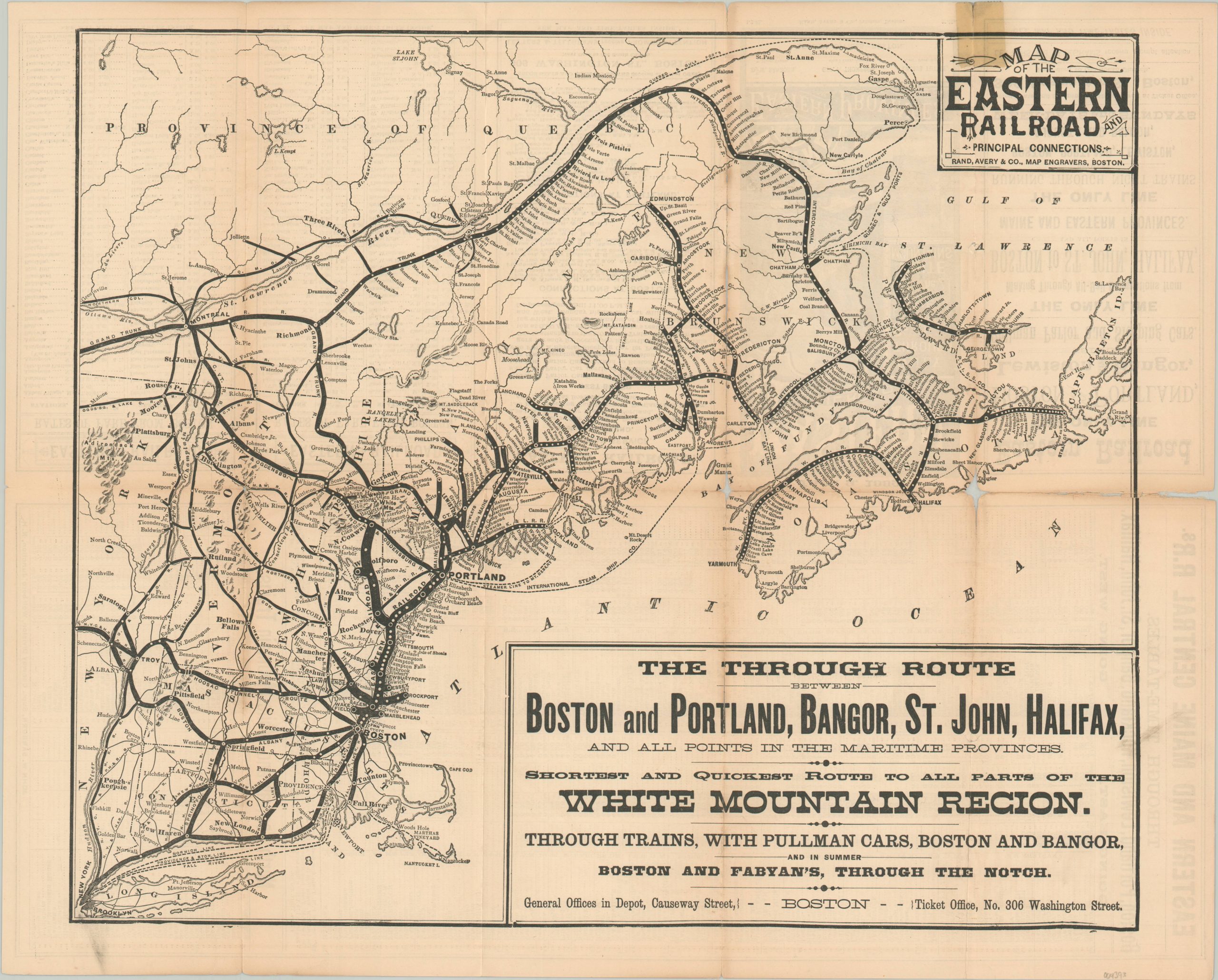 Map of the Eastern Railroad and Principal Connections - Curtis Wright Maps