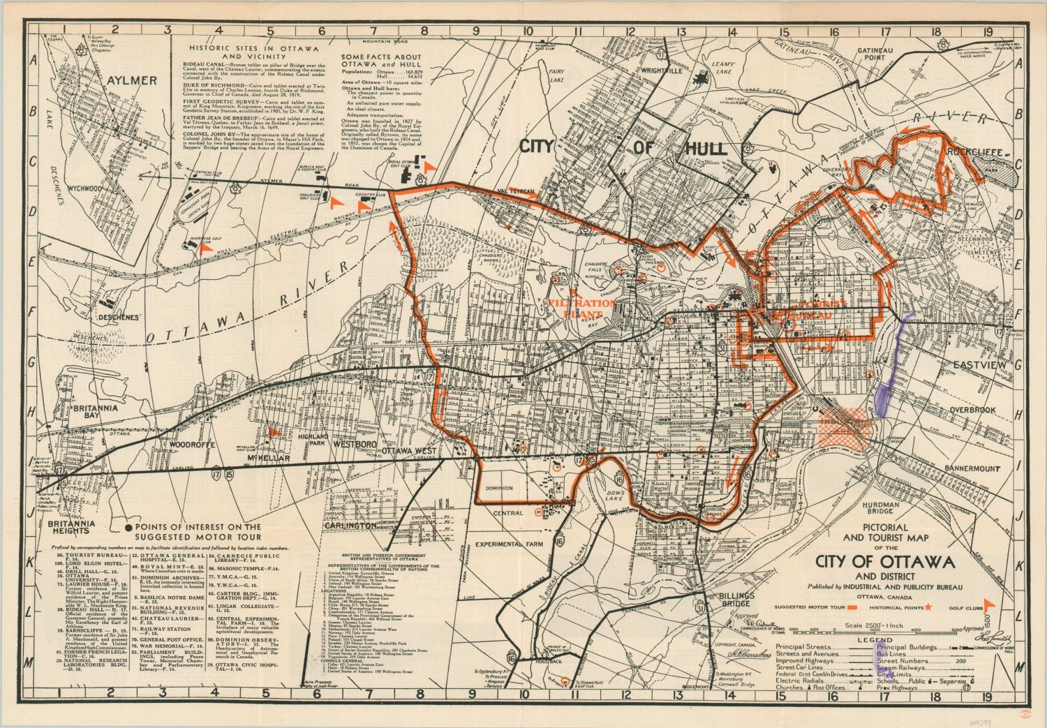 Pictorial and Tourist Map of Ottawa and District - Curtis Wright Maps