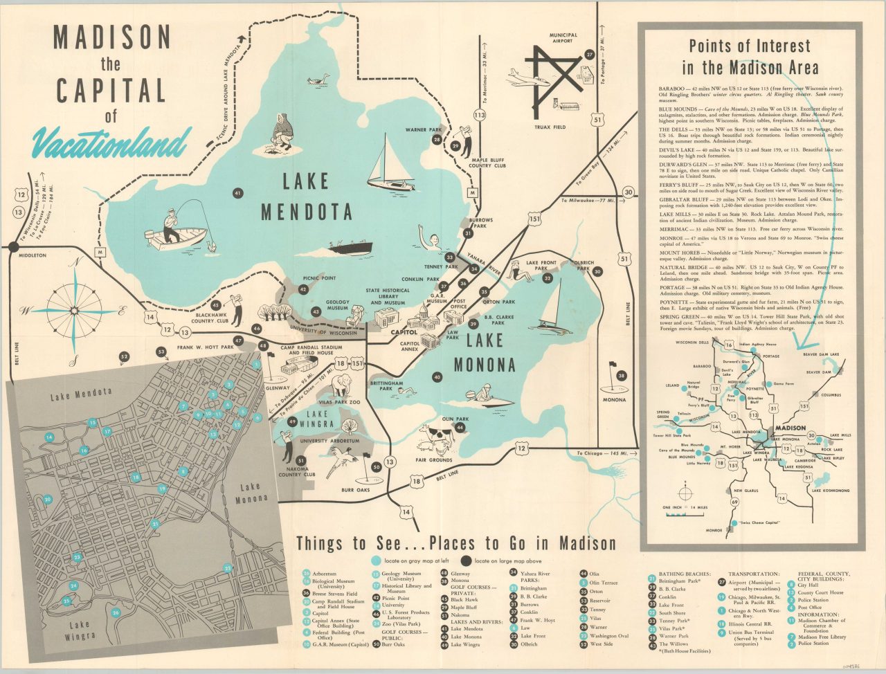 Madison the Capital of Vacationland - Curtis Wright Maps
