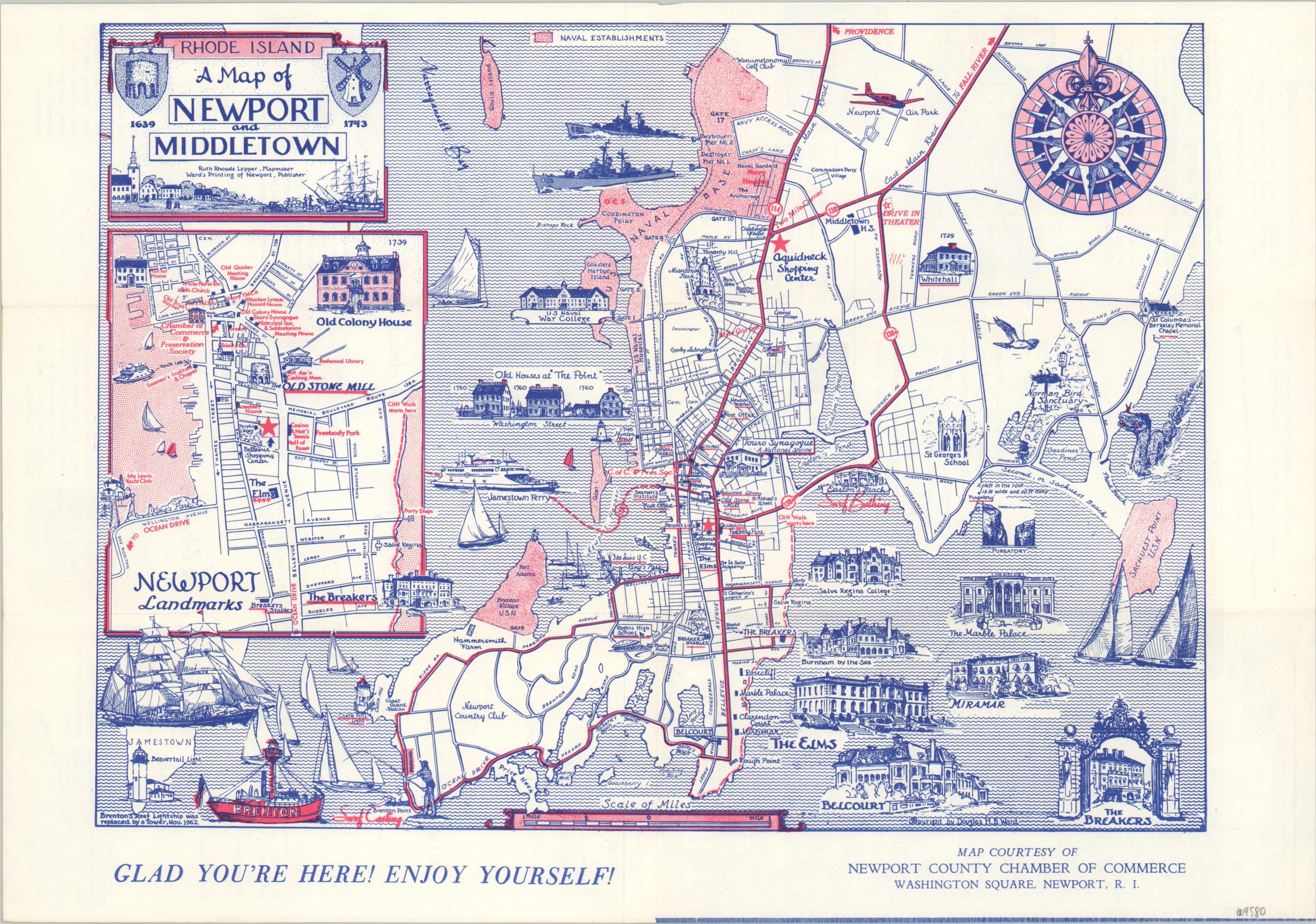 A Map of Newport and Middletown - Curtis Wright Maps