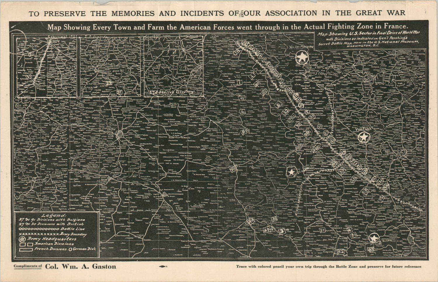 Map Showing Every Town and Farm the American Forces went through in the ...