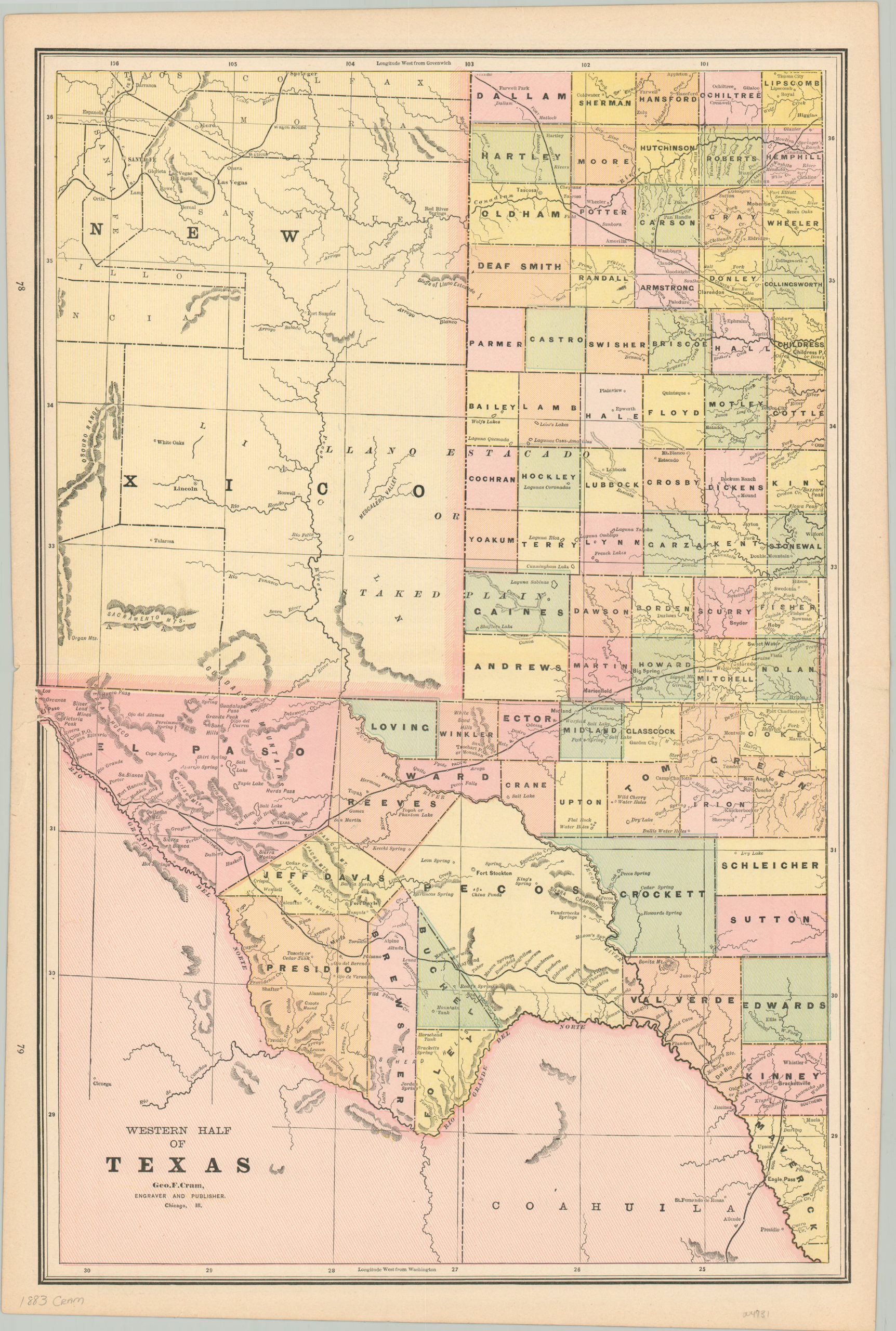 Western Half of Texas [and] Eastern Half of Texas - Curtis Wright Maps