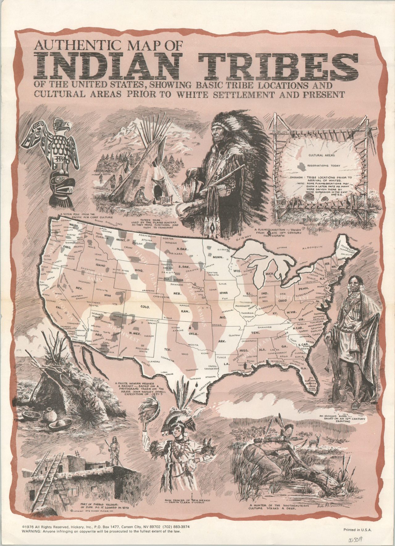 Authentic Map of Indian Tribes of the United States, Showing Basic ...