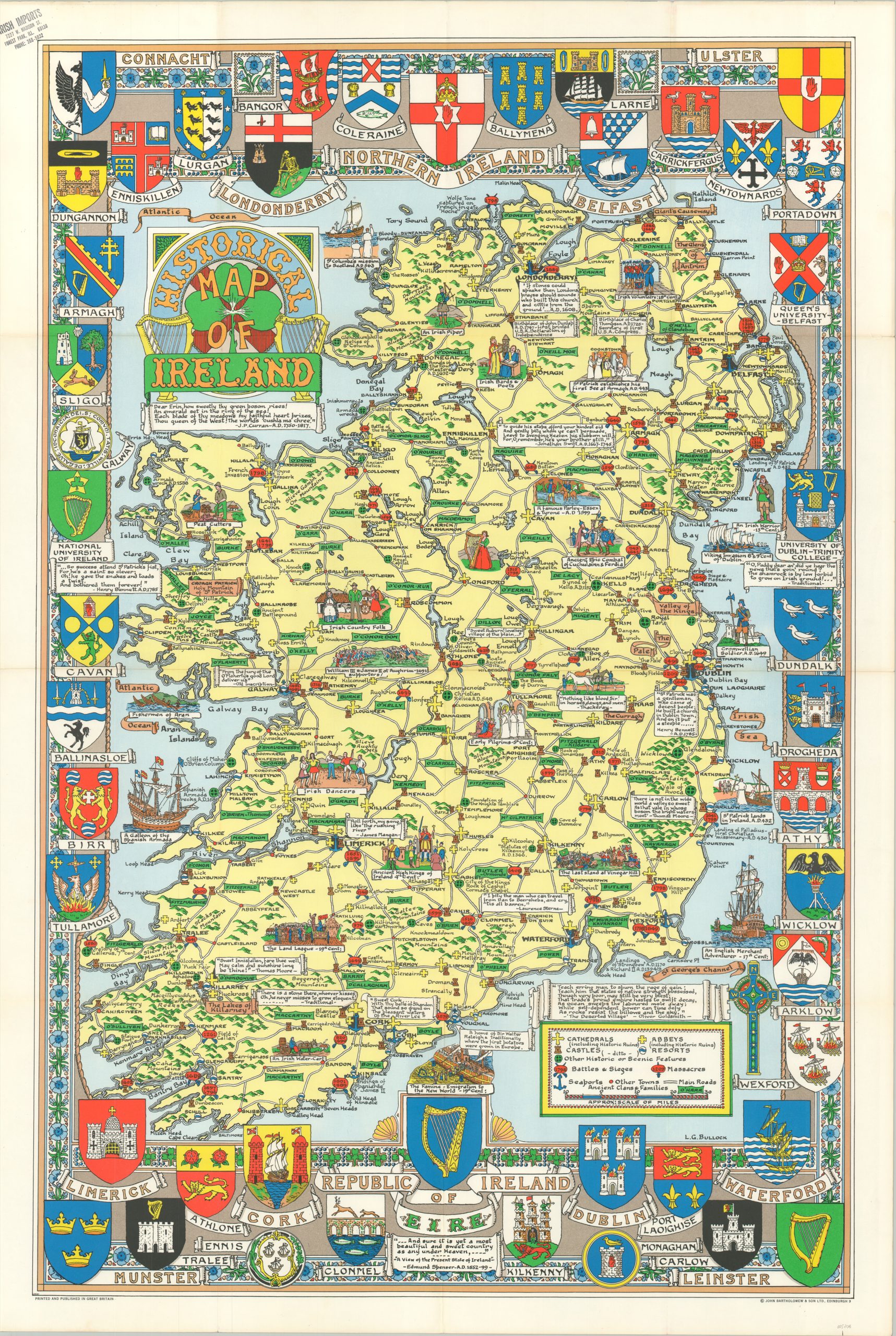 Historical Map of Ireland - Curtis Wright Maps