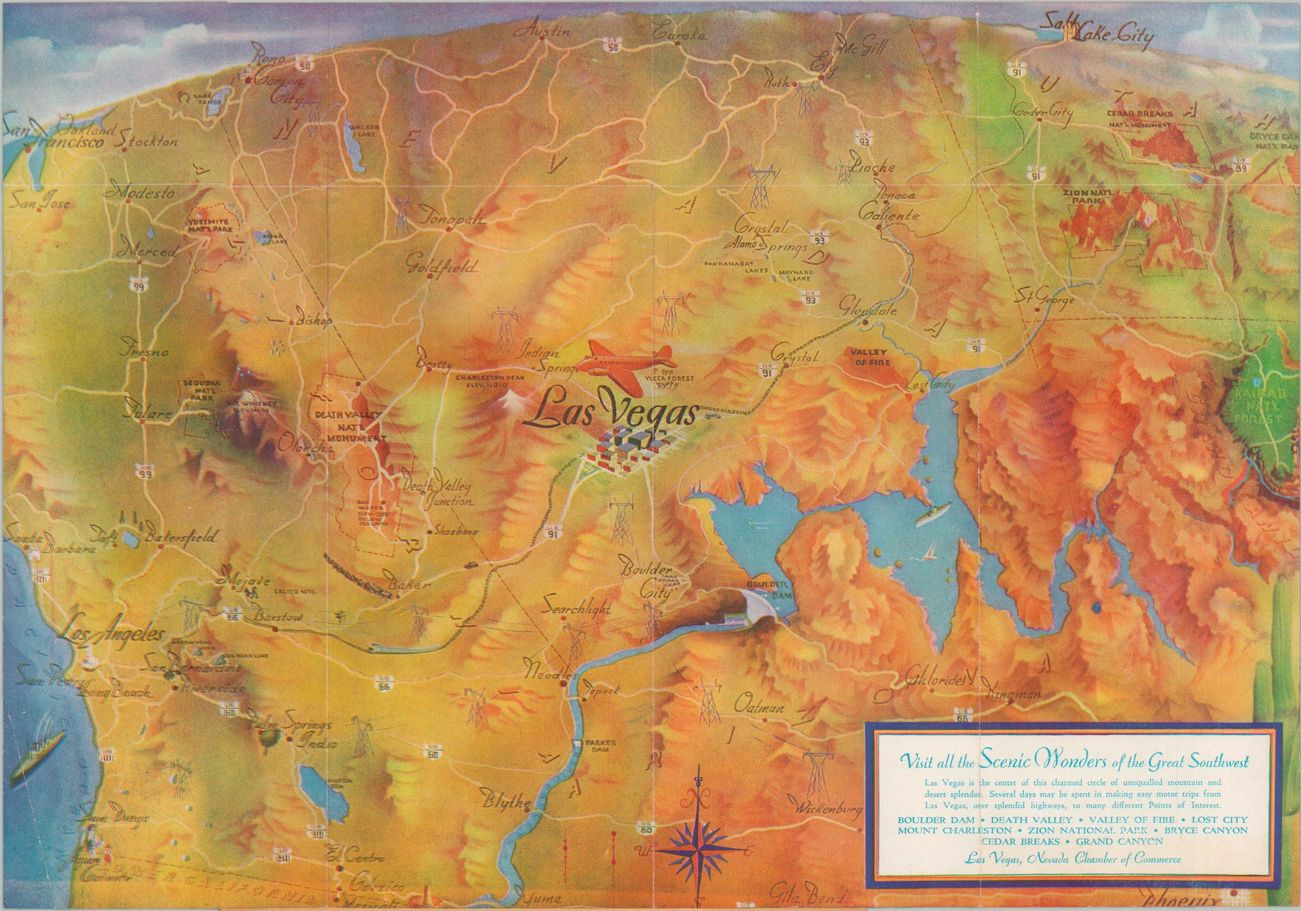 Boulder Dam and Las Vegas Nevada Center of the Scenic Southwest [title ...
