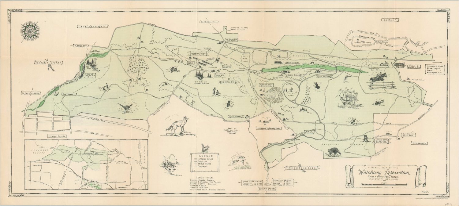Pictorial Map of the Watchung Reservation - Curtis Wright Maps