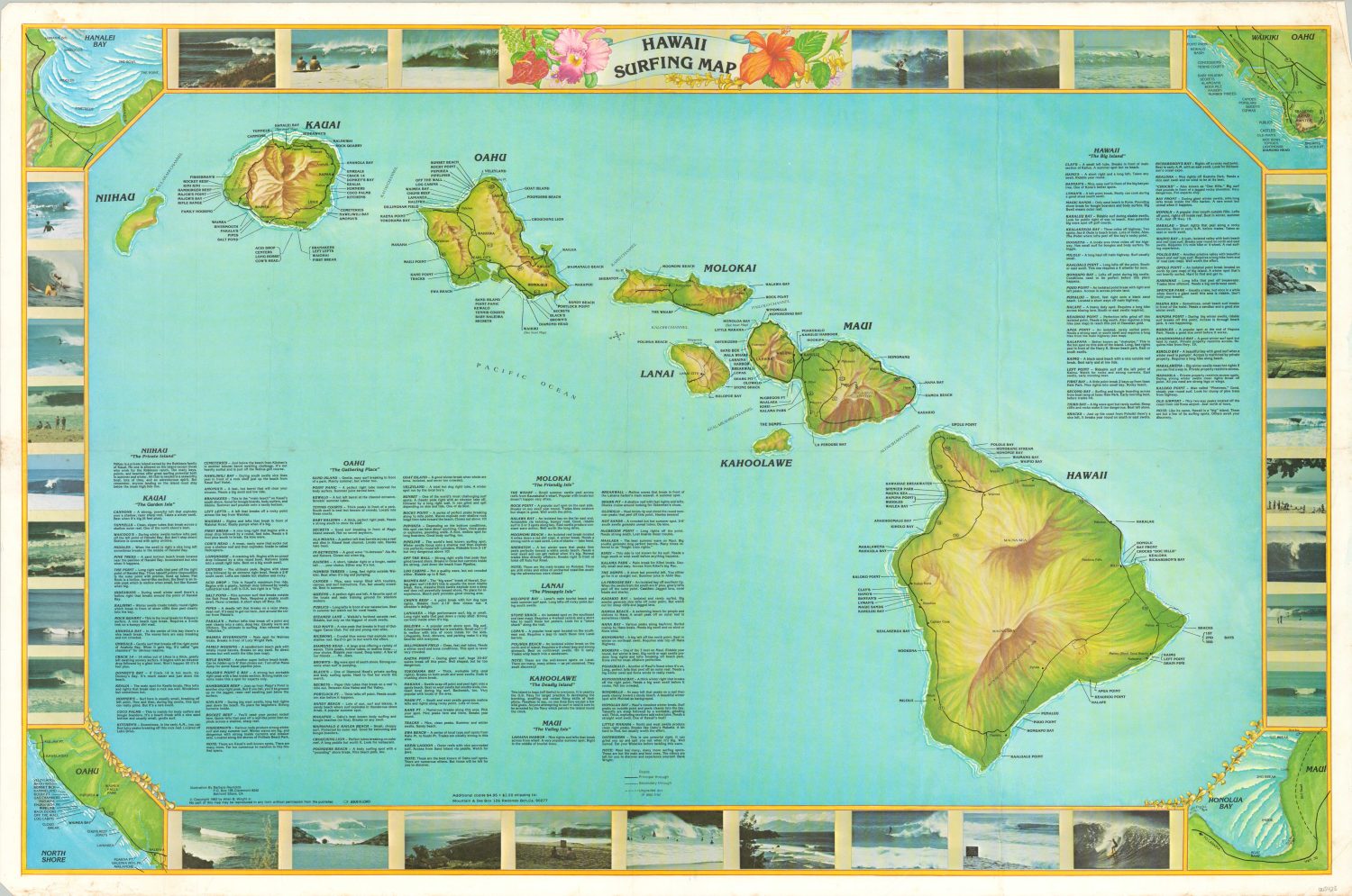 Hawaii Surfing Map - Curtis Wright Maps
