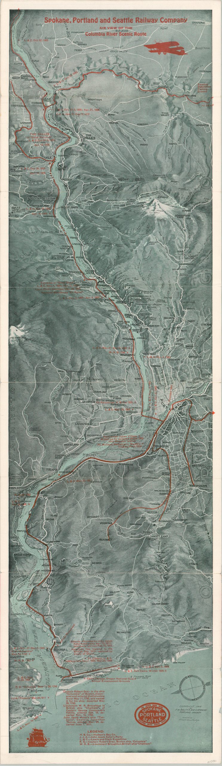 Spokane, Portland, and Seattle Railway Company Air View of the Columbia ...