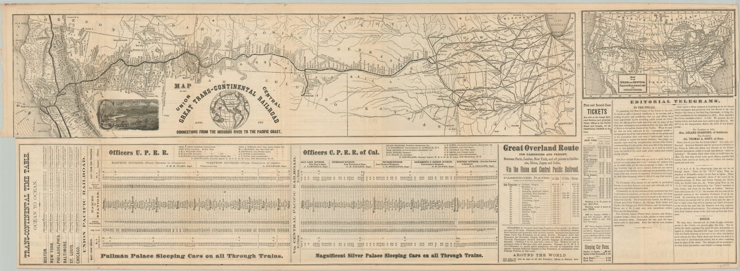 Map of the Union Central Great Trans-Continental Railroad - Curtis ...