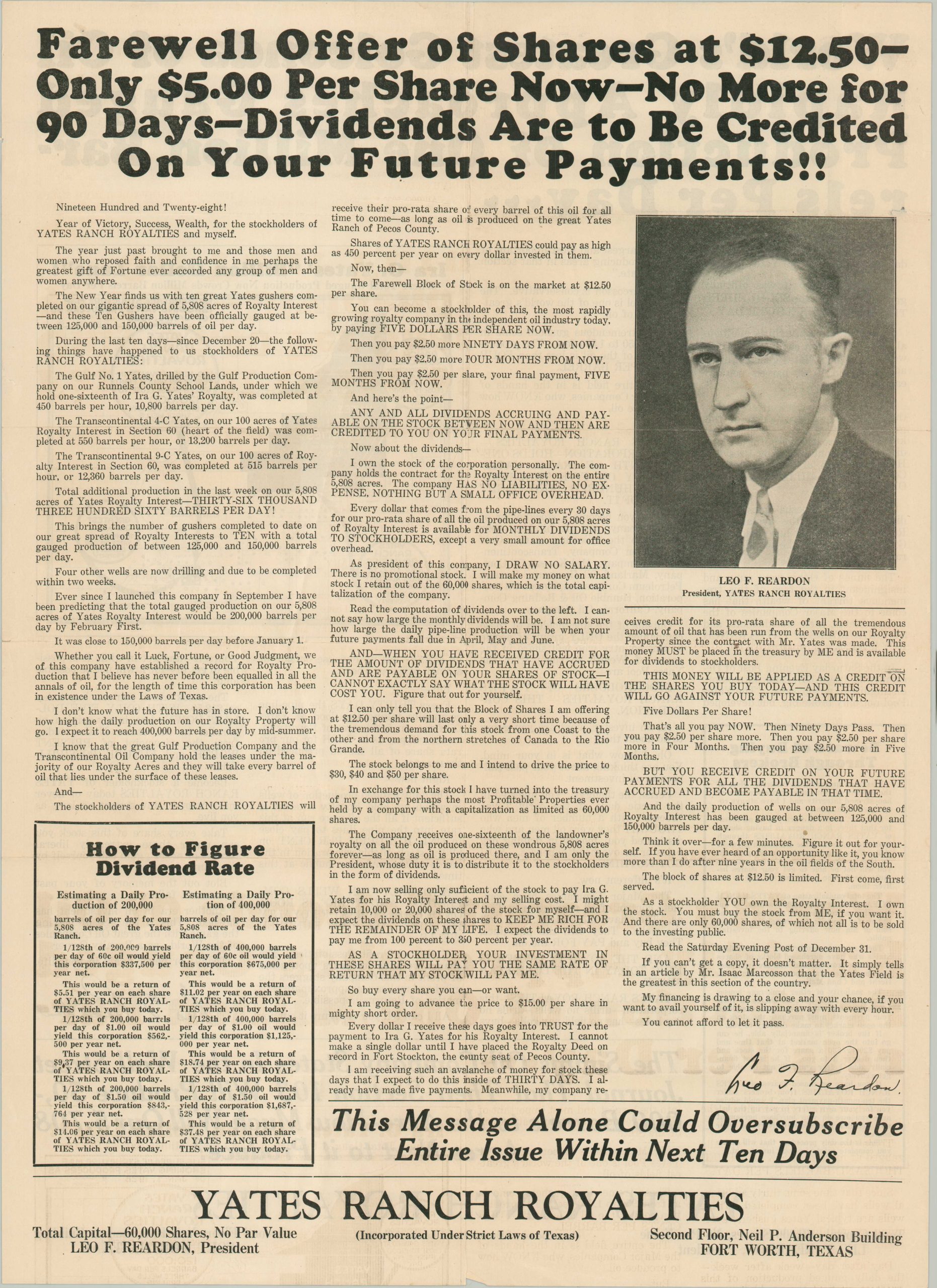 Ira G. Yates' "Billion Dollar Lane"! [Texas] - Curtis Wright Maps