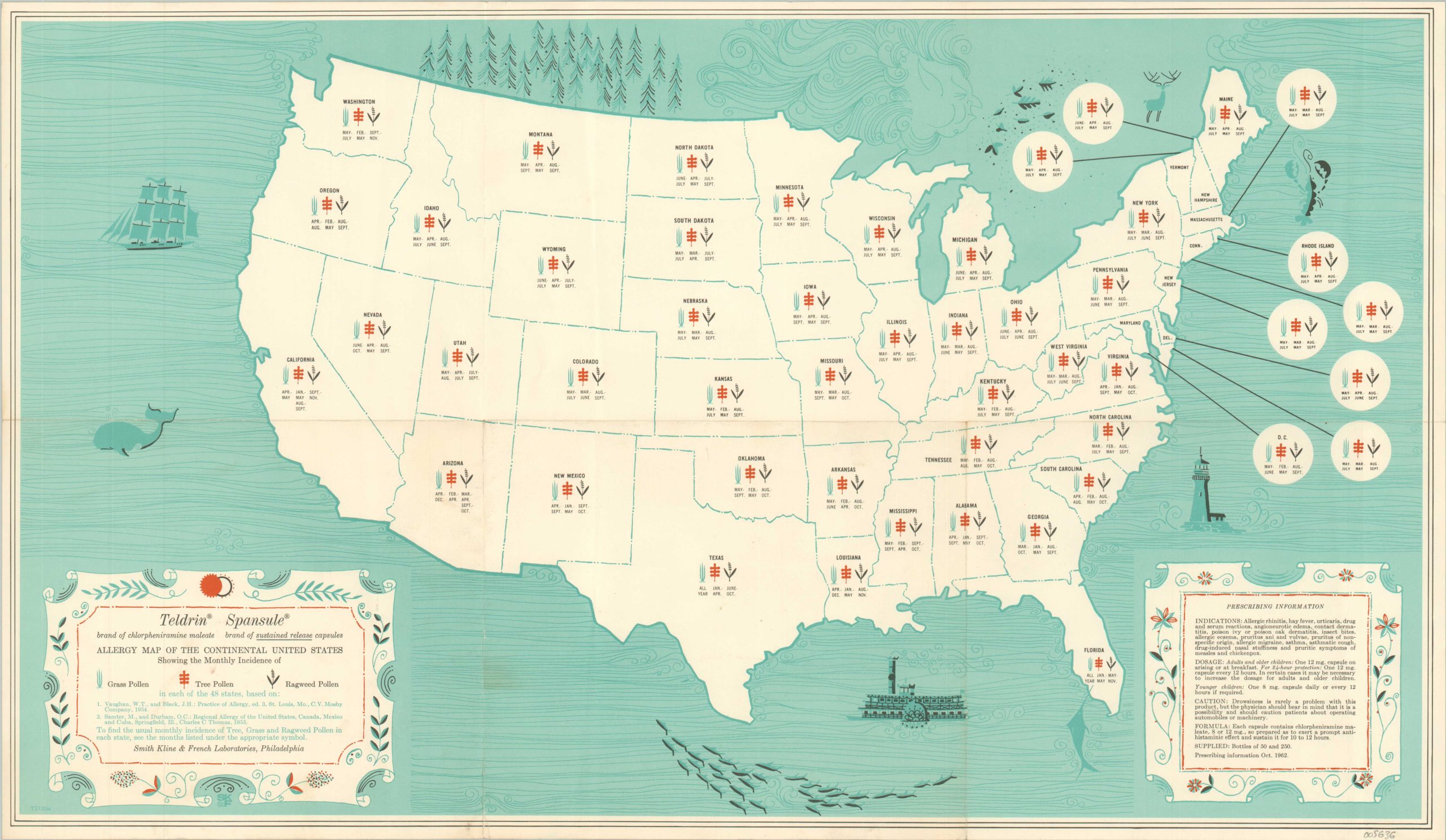 Allergy Map of the Continental United States - Curtis Wright Maps